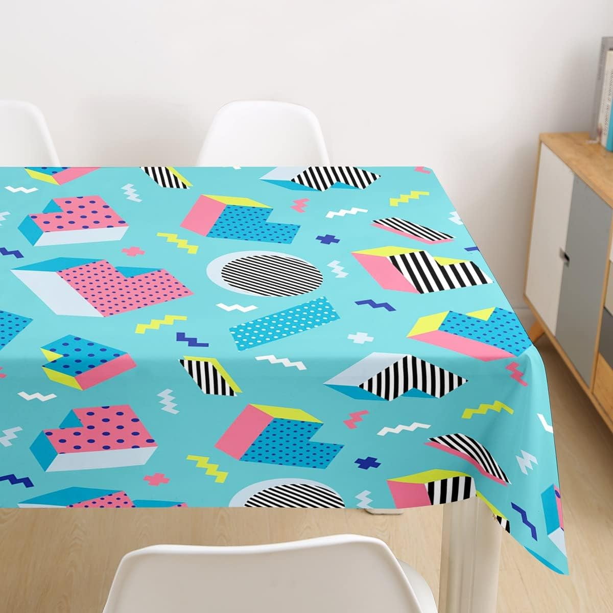 Memphis Tablecloths Hipster Retro Table Cover,80S And 90S Hip Hop Funky ...