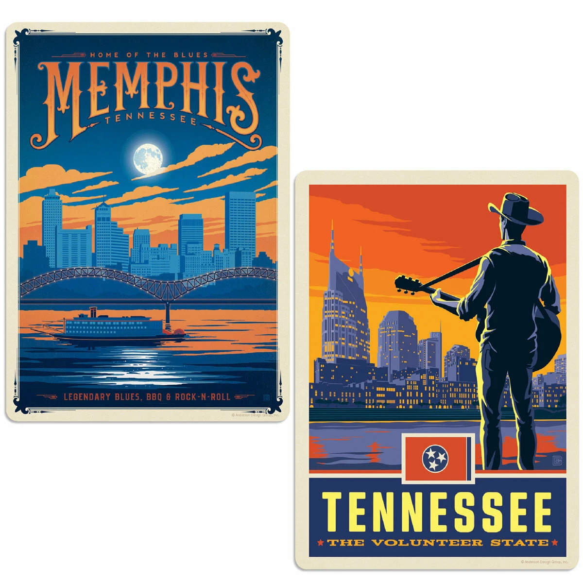 Memphis Tennessee Home Of The Blues Sticker Set Of 2 Travel Decals ...