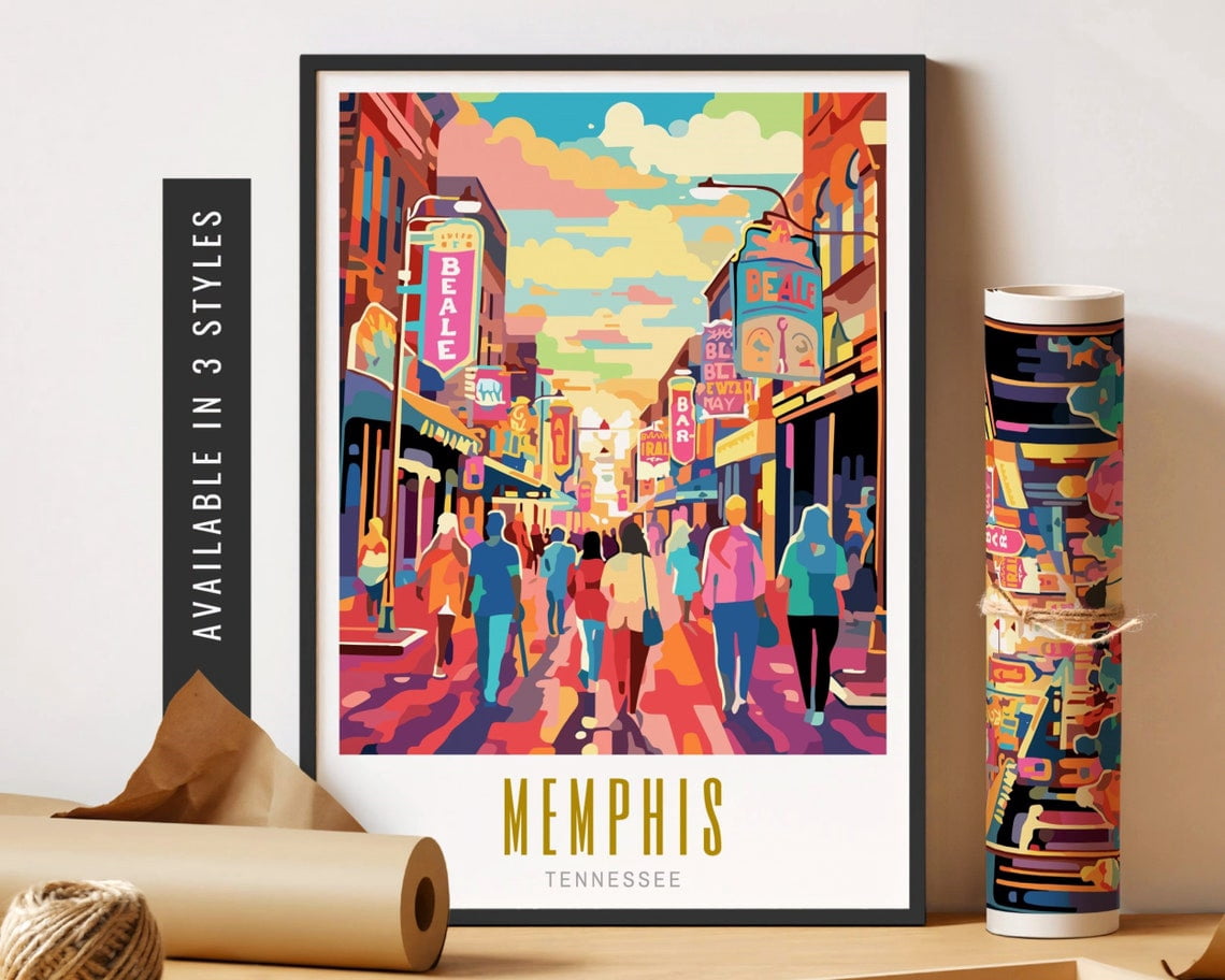 Memphis Tennessee Poster Beale Street Memphis Tn Wall Art Tennessee ...