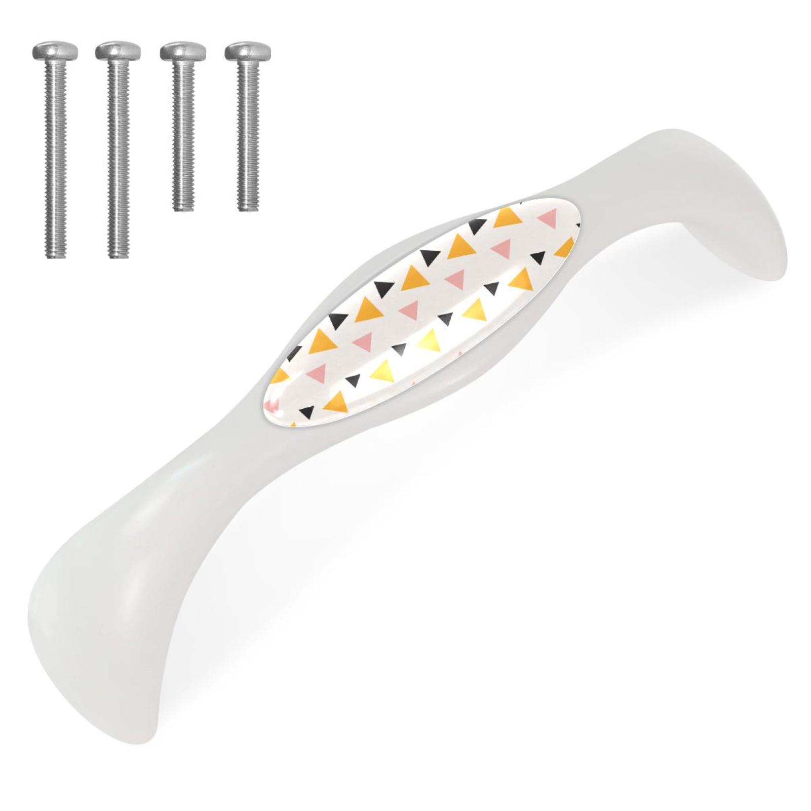 Memphis Triangle Knob 4 Pack Arched Drawer Pulls Crystal Glass White ...