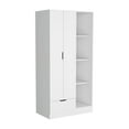 Memphis Wardrobe Armoire with 4-Tier Storage Shelves and 1 Drawer ...