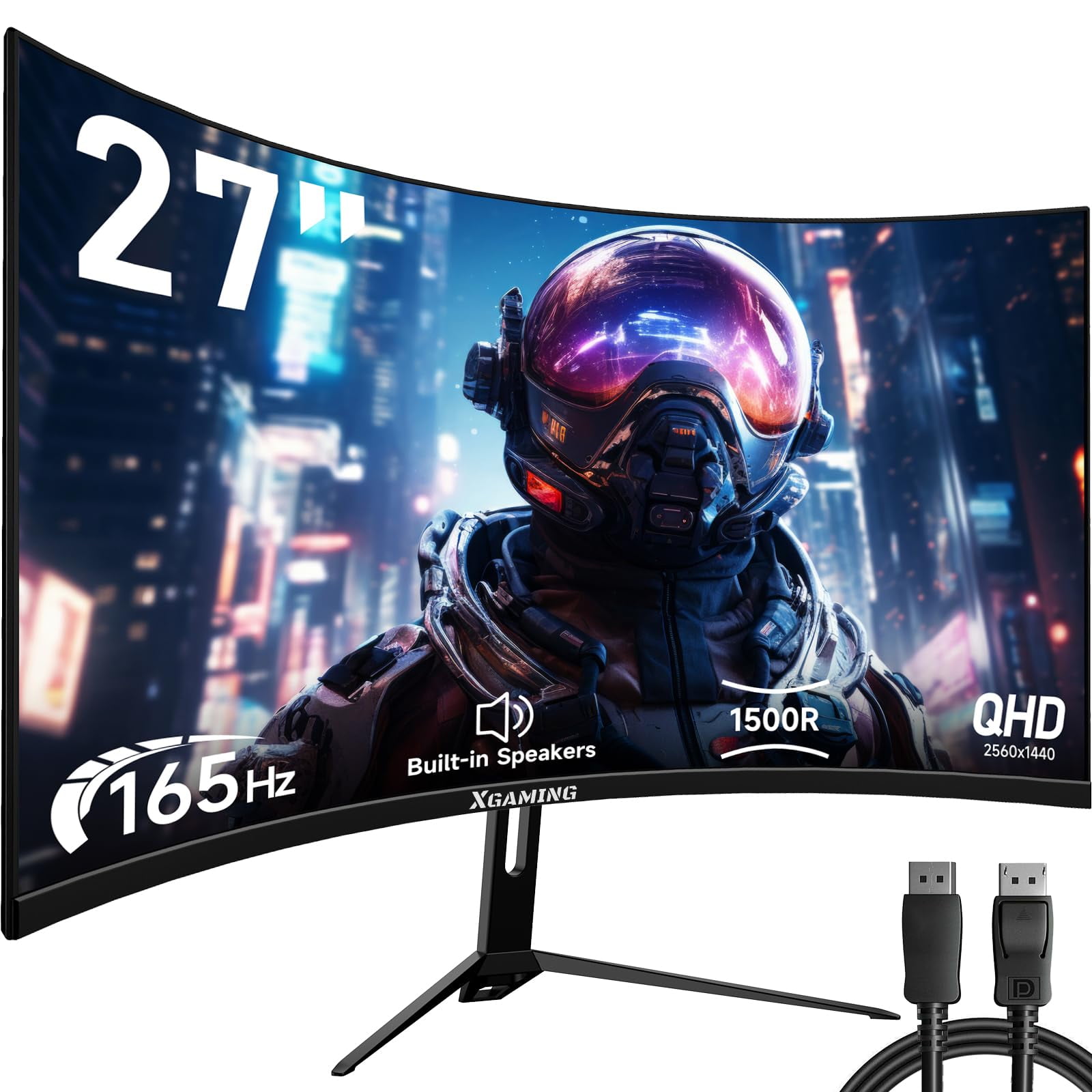 Memzuoix 27inch 165Hz Curved Gaming Monitor, 1440p 144Hz Gaming Monitor ...
