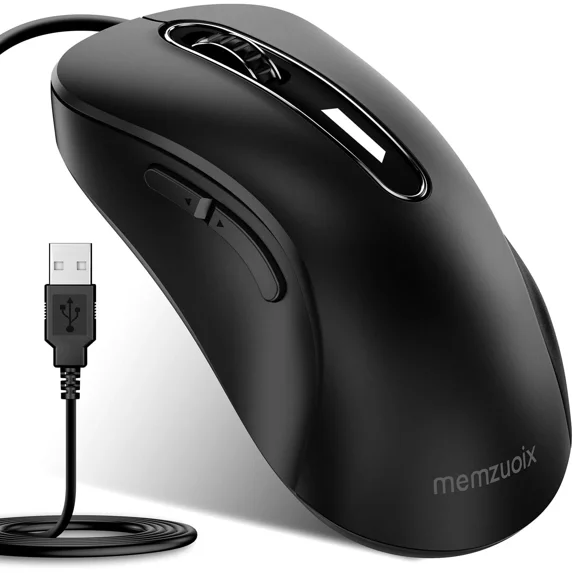 Memzuoix Wired Mouse, Usb Computer Mouse 1400 Dpi Mobile Optical Black ...