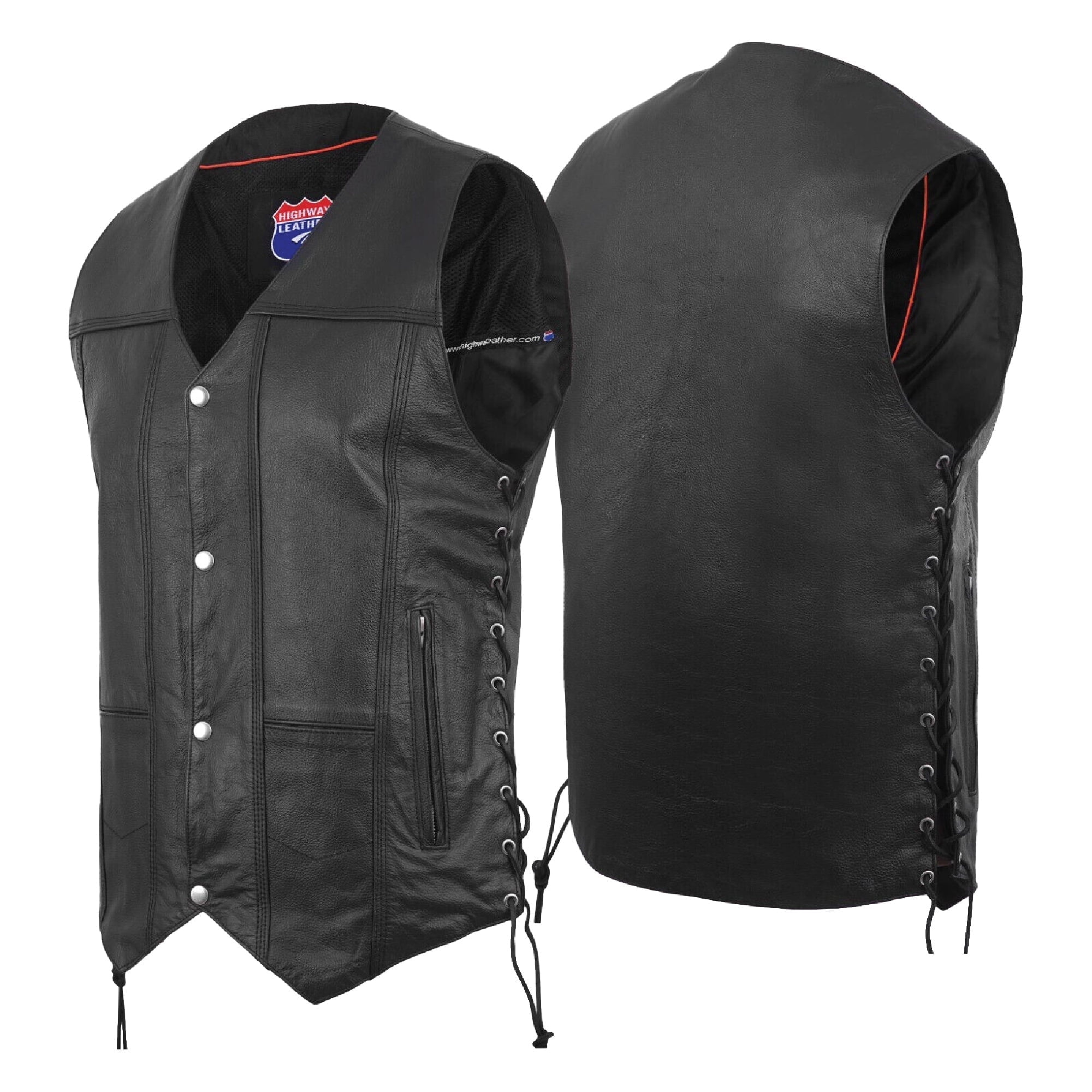 Men 10 Pocket Black Genuine Leather Vest For Bikers And Clubs HL3540SPT ...