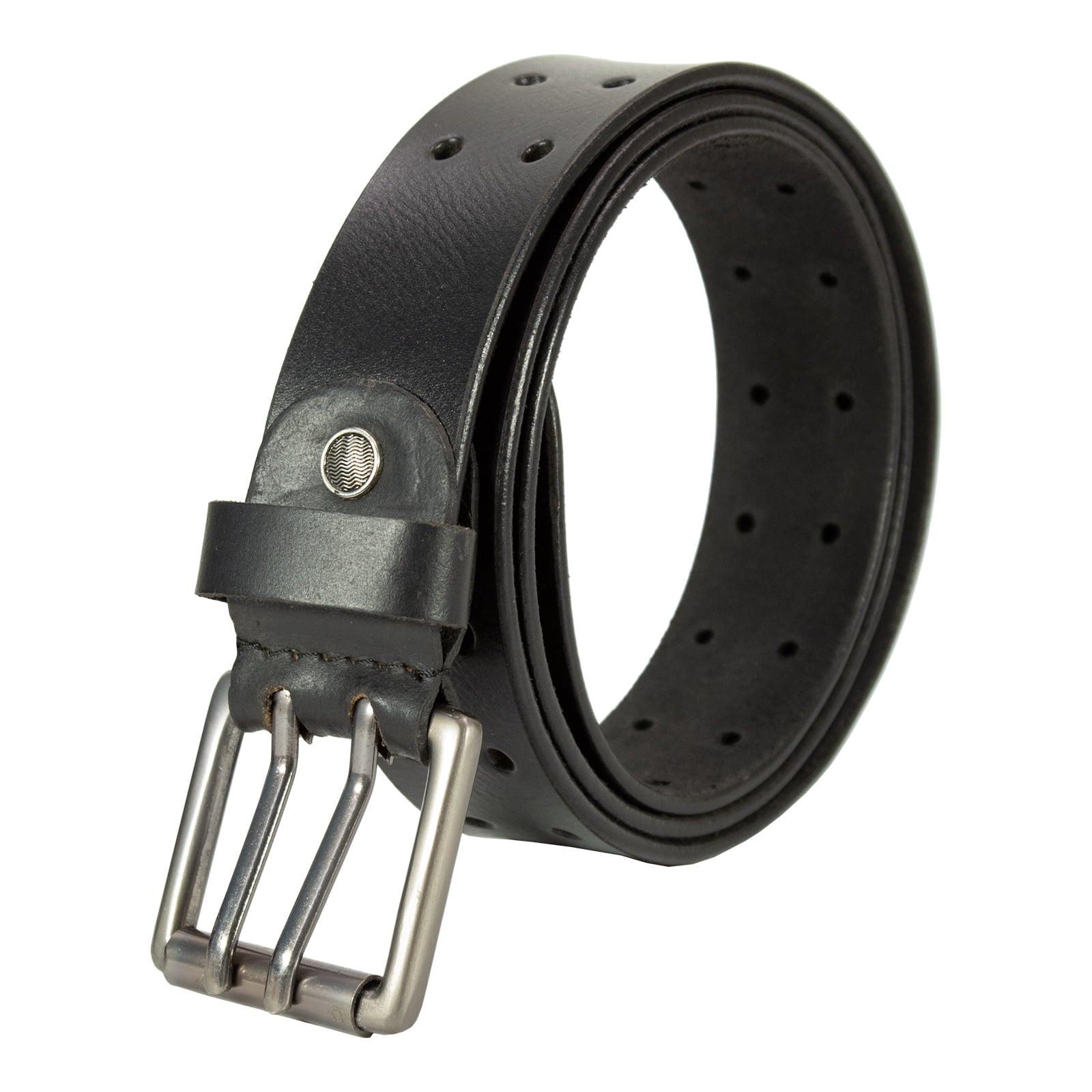 Men 100% Genuine Leather Belt Double Hole For Men Heavy Buckle Black ...