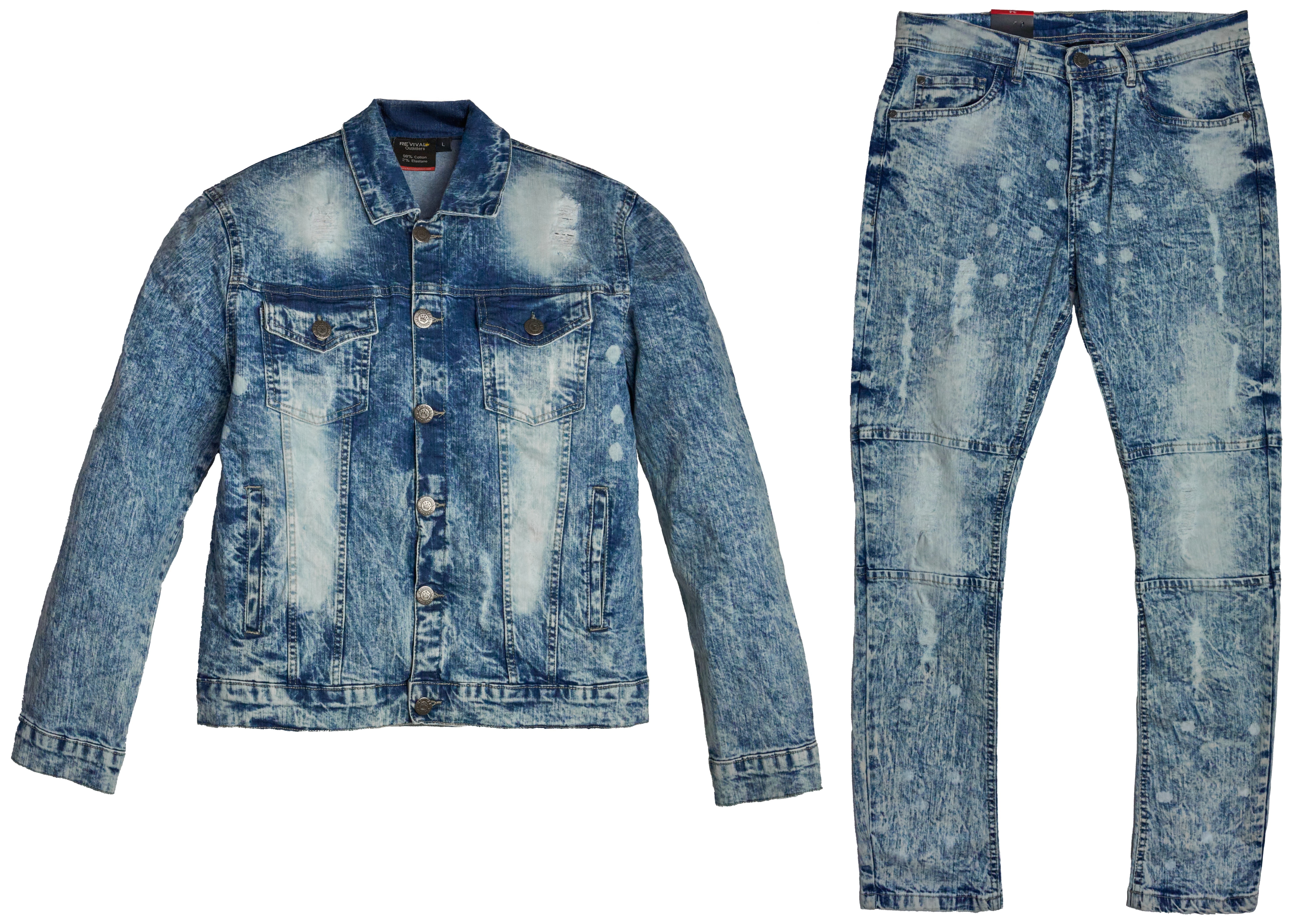Men 2-Piece Classic Repulsive Denim Jean Suit Jacket & Pants - Walmart.com