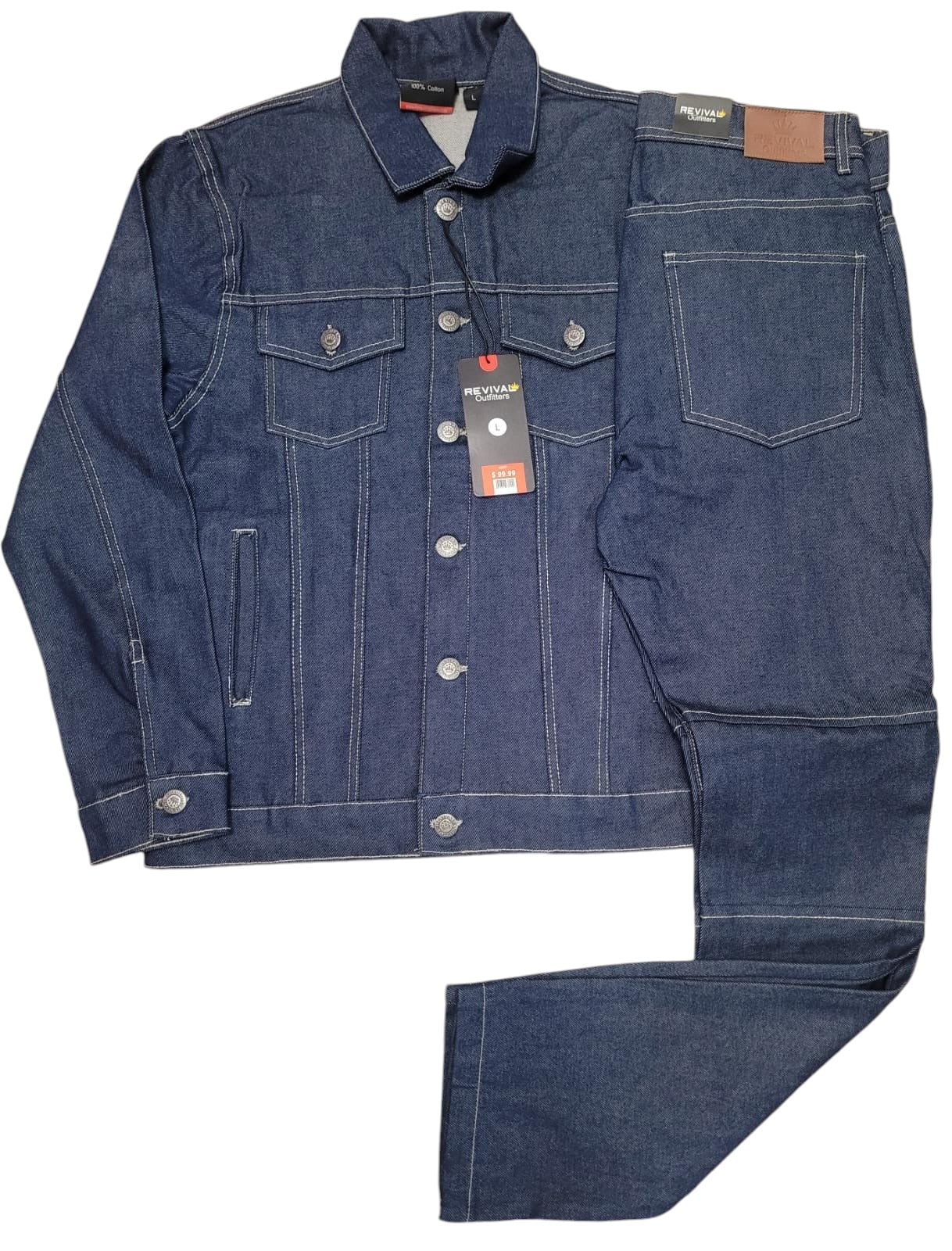 Men 2-Piece Hardcore Unwashed Denim Standard Fitted Jean Suit Jacket ...