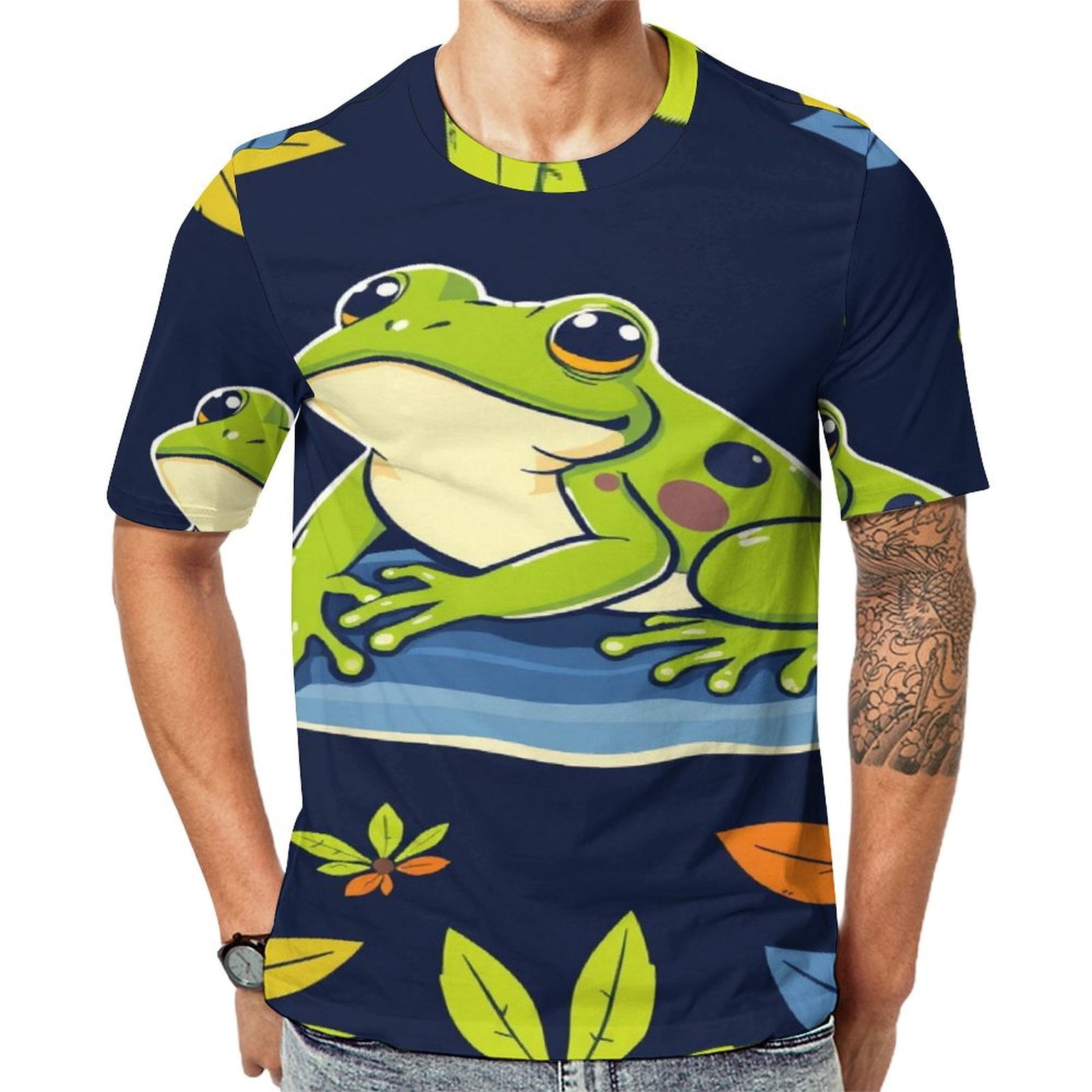 Men 3D Printed Cartoon Frog T-Shirt Summer Casual Street Short Sleeves ...