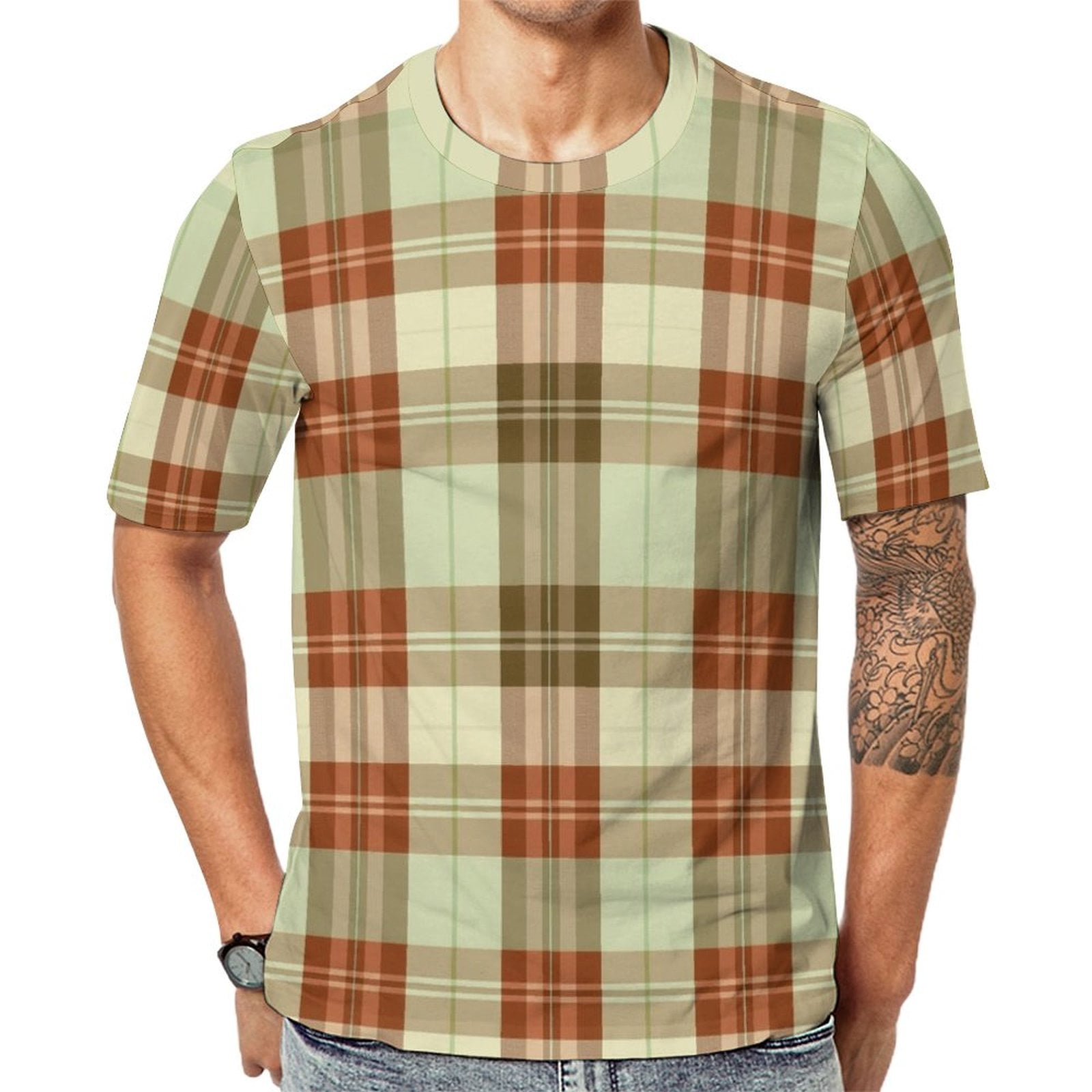 Men 3D Printed Geometric Grid T-Shirt Summer Casual Street Short ...