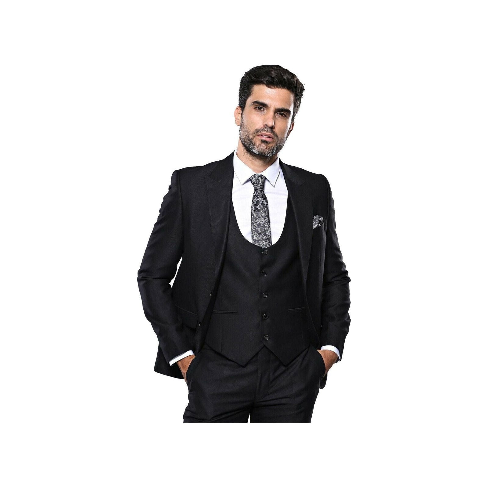 Men 3pc European Vested Suit WESSI by J.VALINTIN Extra Slim Fit JV9 ...