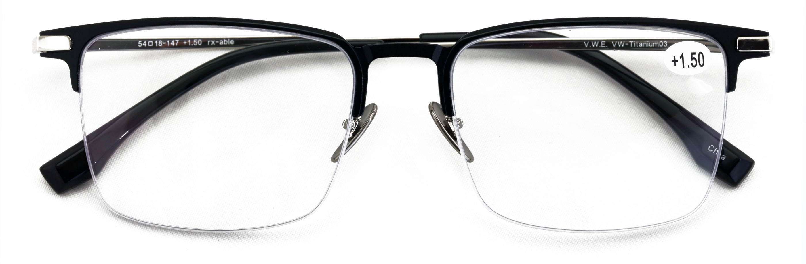 Men Aluminum Optical Frame Wide Fitment Rectangular Reading Glasses ...