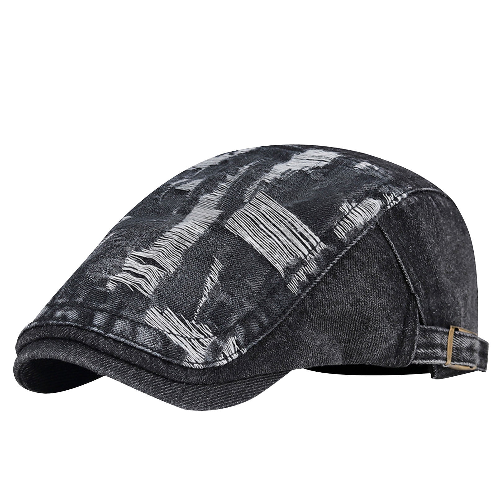 Men Ancient Fashion Wash Worn Ripped Cowboy Beret English Forward Cap ...