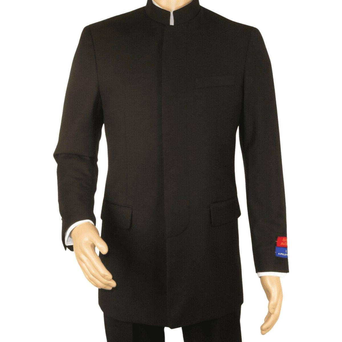 Men Apollo King Band Collarless suit Mandarin 5 Hidden Button Paster ...