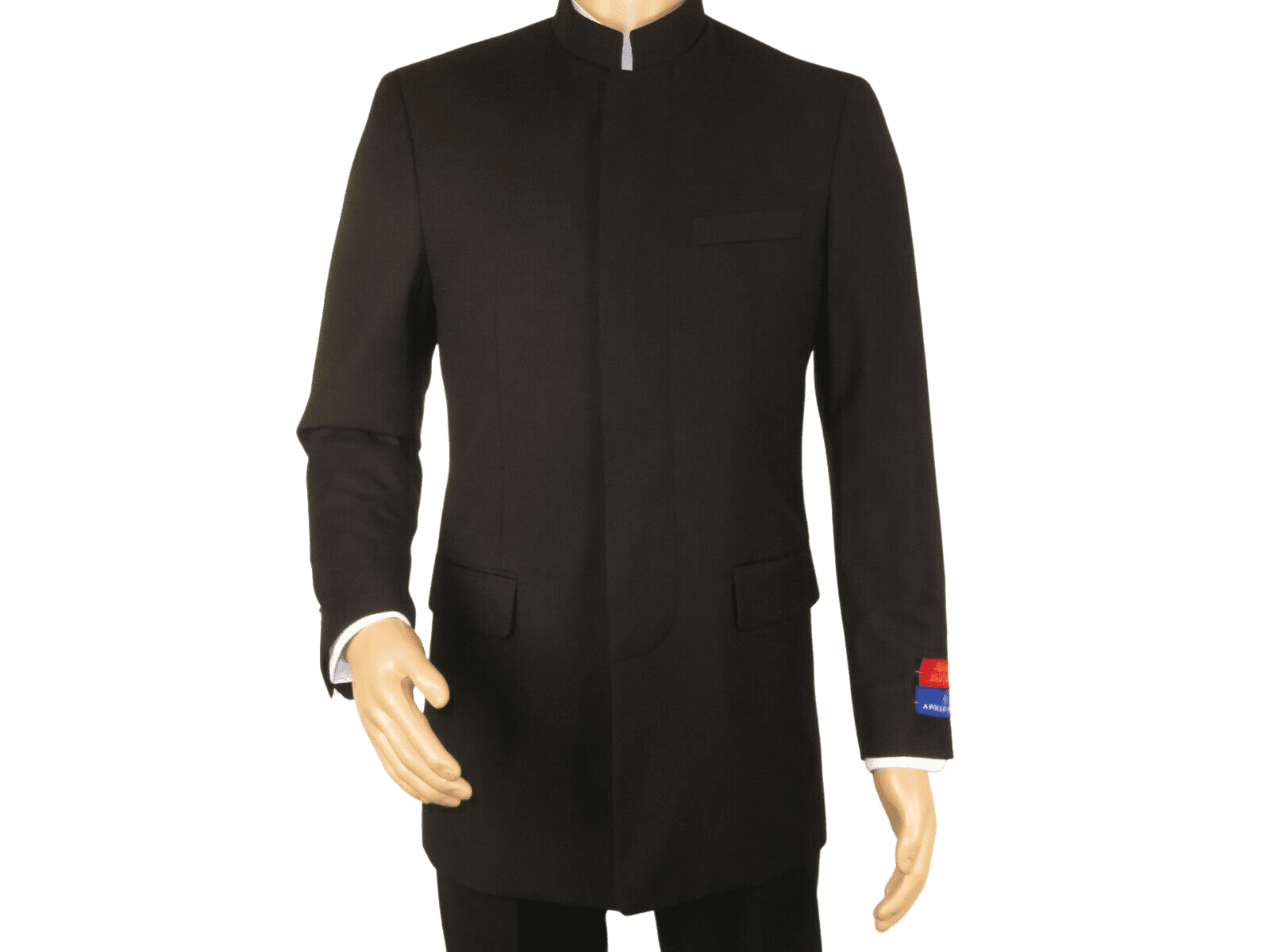 Men Apollo King Band Collarless suit Mandarin 5 Hidden Button Paster ...