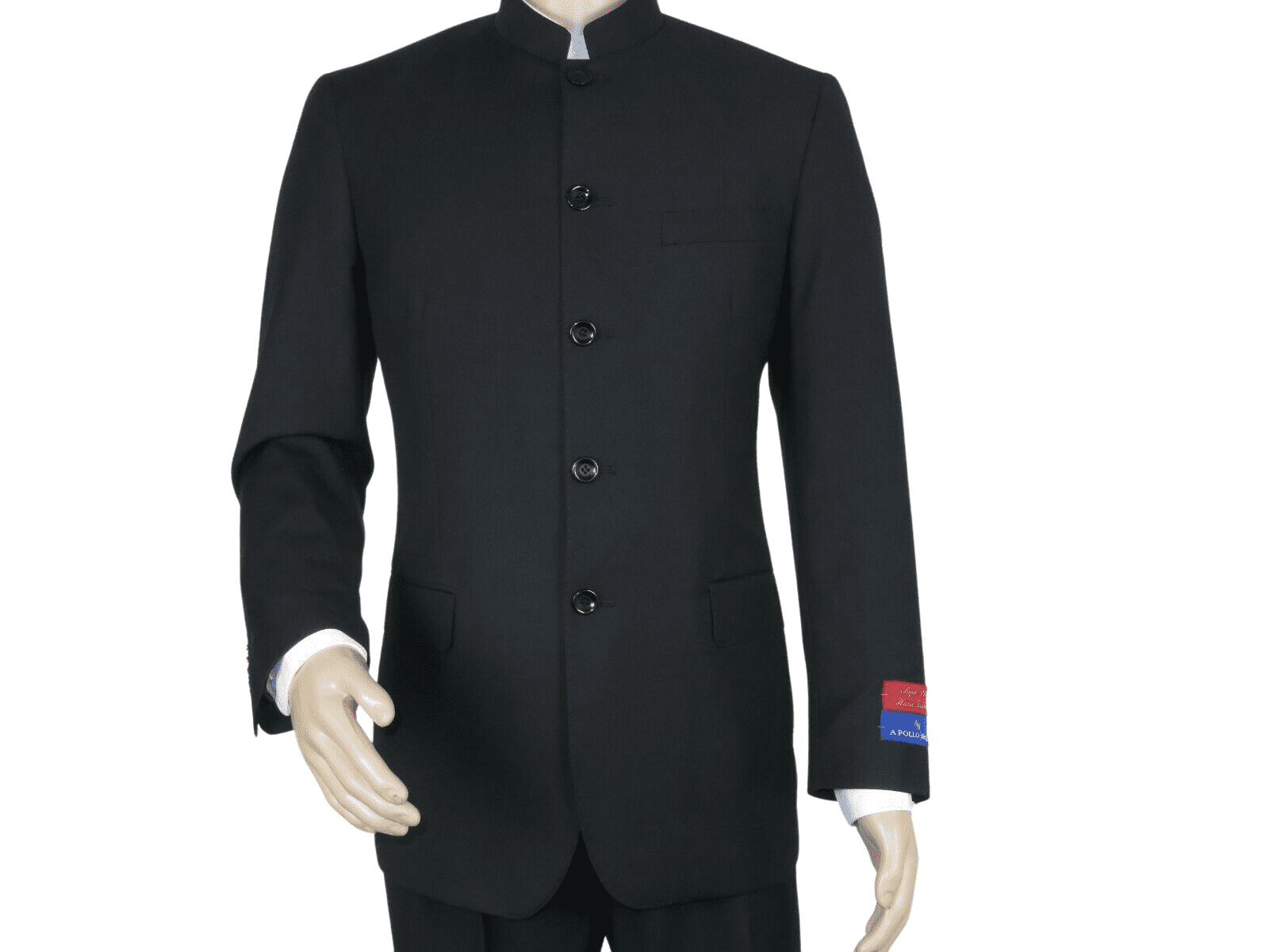Men Apollo King Banded Collarless suit Mandarin 5 Button Wide leg M5-1 ...