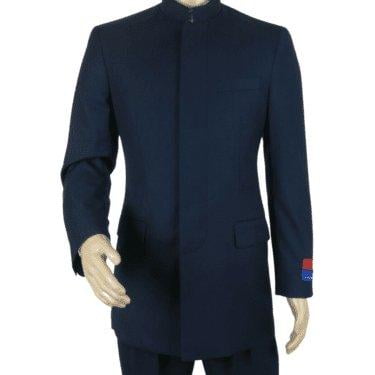 Men Apollo King Banded Collarless suit Mandarin 5 Hidden Button Panel ...