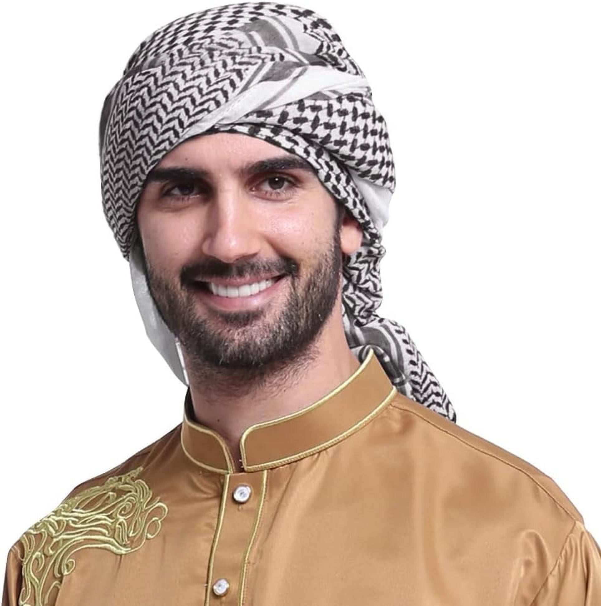Men Arab Shemagh Kaffiyeh Headscarf Muslim Hijab Headband Dubai Turban ...
