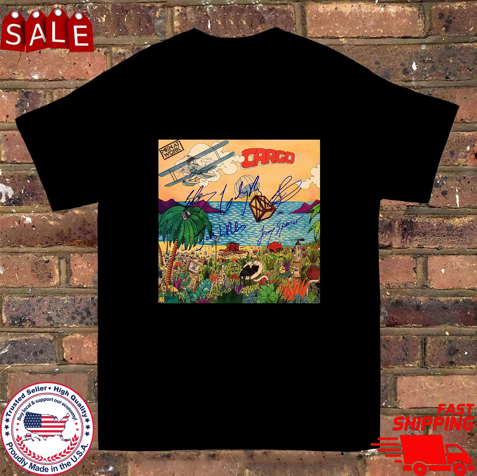 Men At Work Cargo Colin Hay Ron Strykert Jerry Speiser T Shirt Full ...