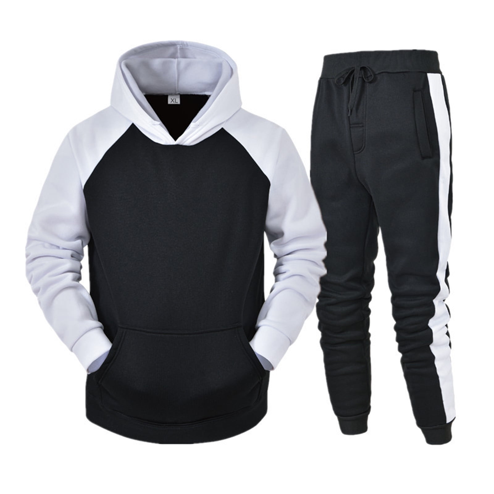 Men Autumn And Winter Set Leisure Splicing Zipper Sweater Pants Sports ...