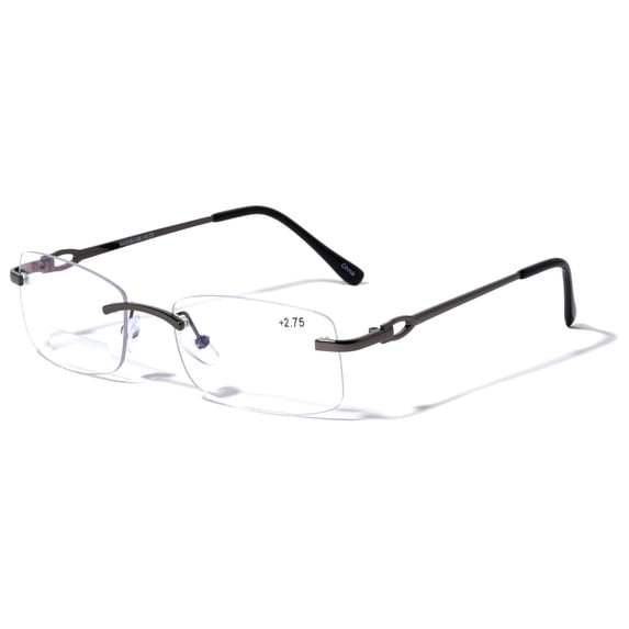 Men's Rimless Bifocal Reading Glasses, Anti-Blue UV Coating ...