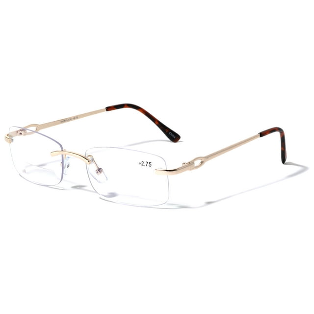 Men Bifocal Rimless Metal Reading Glasses With Anti Blue Uv Coating
