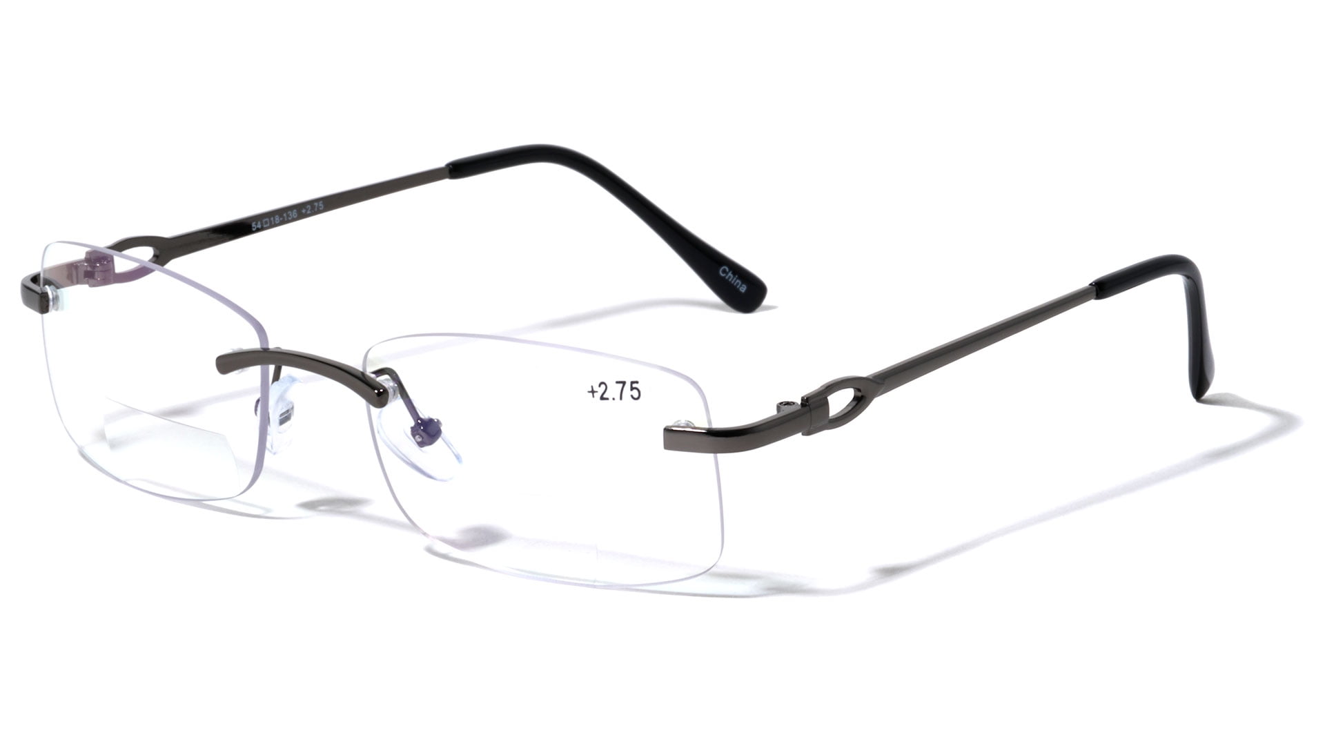 Men BIFOCAL Rimless Metal Reading Glasses with Anti-Blue UV Coating ...