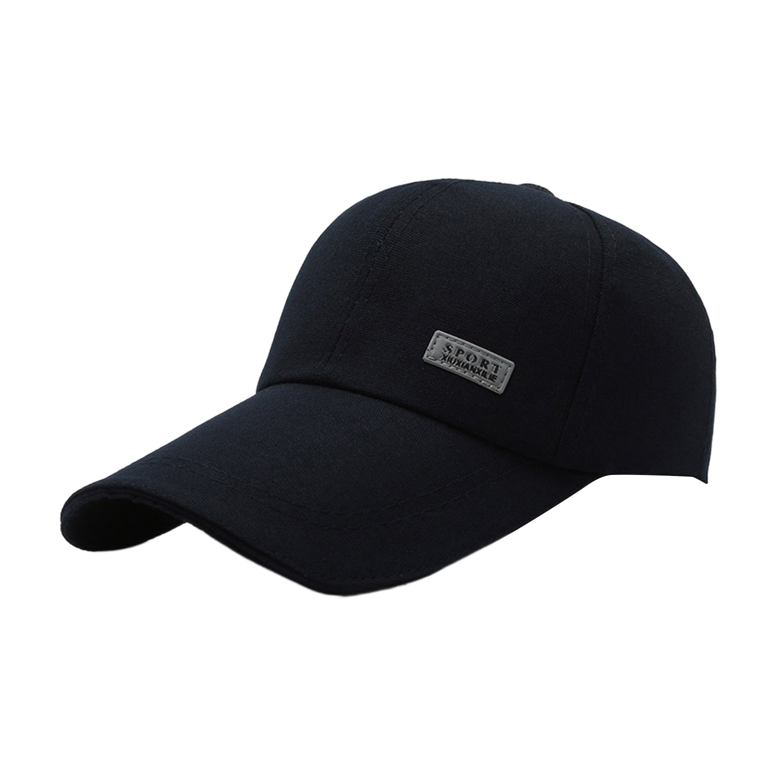 Men Baseball Hat Long Hard Brim Solid Color Sunscreen Anti-UV ...