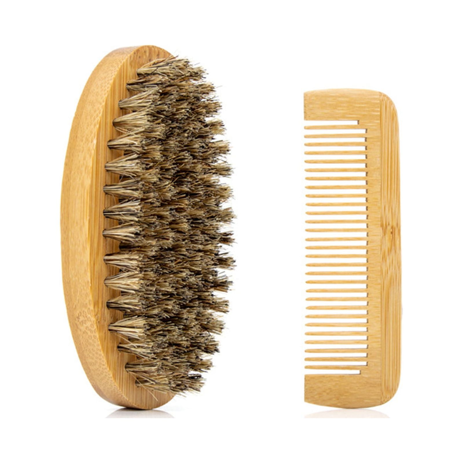 Men Beard Brush with Comb Wood Handle Beard Grooming Brush for Facial ...