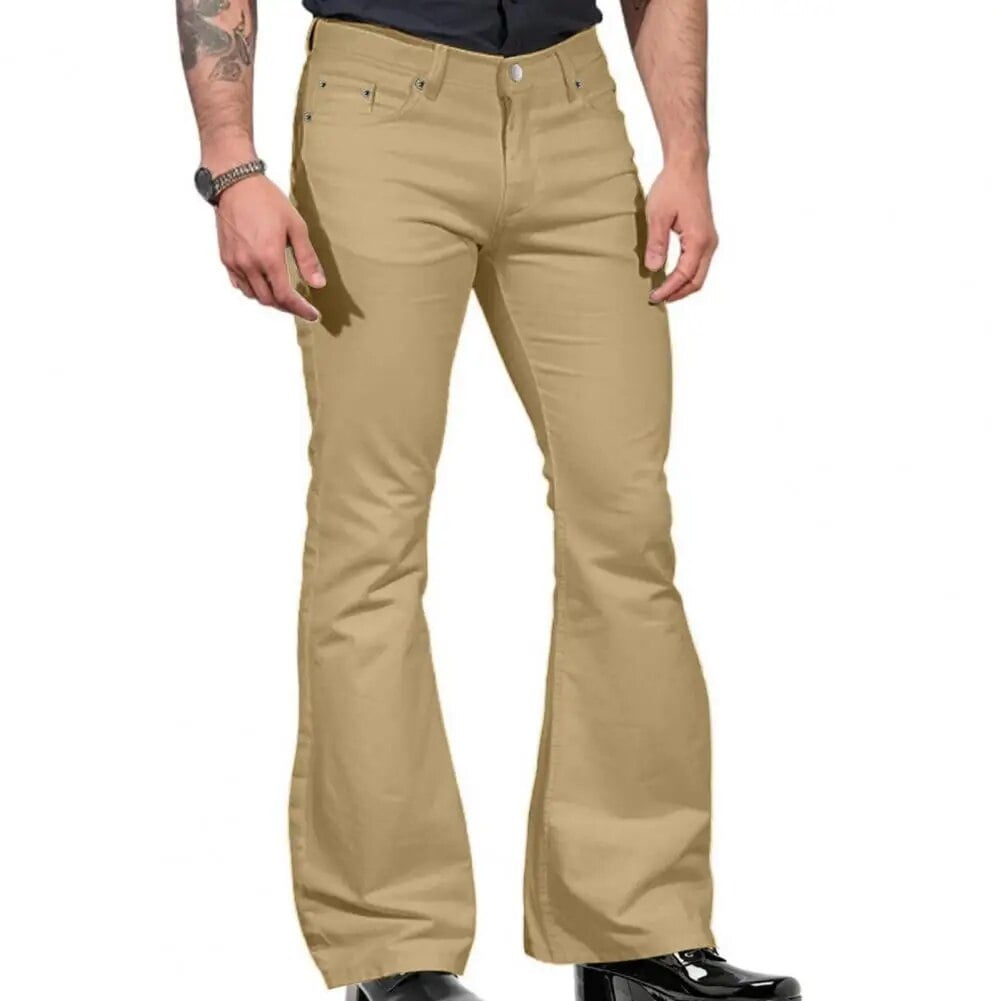 Men Bell Bottom Pants Stretchy Slim Fit Bell Bottoms Men's Vintage Bell ...