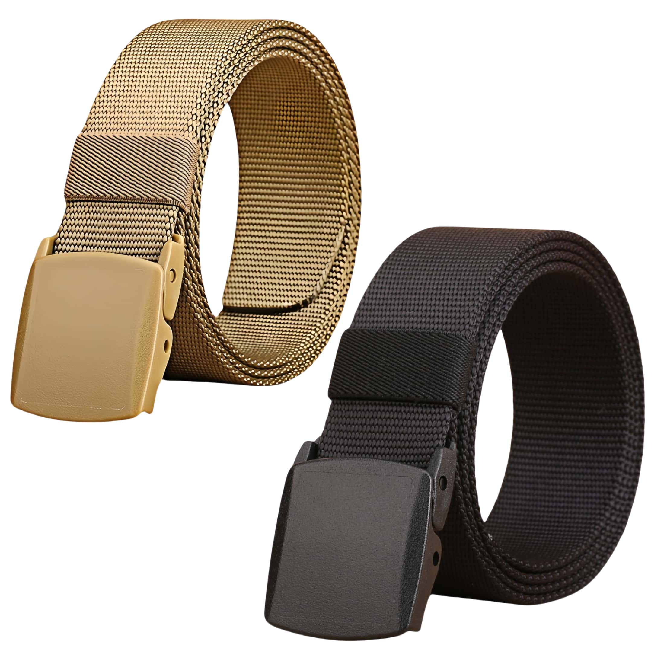 Men Belt POM Non-metal Press Buckle Real Nylon Belt 2 Pack - Walmart.com