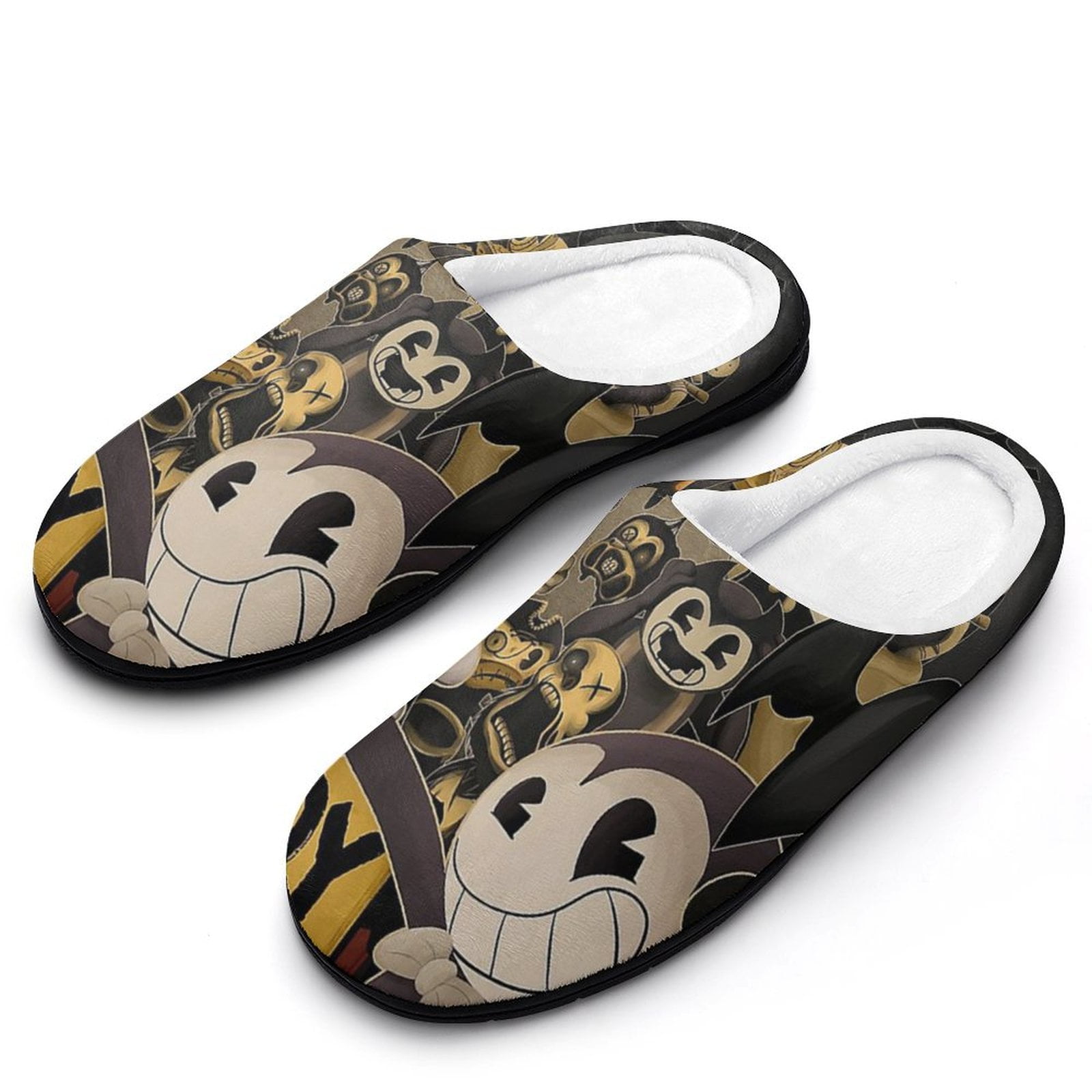 Men Bendy And The Ink Machine Slippers Non-Slip Fuzzy House Slippers ...