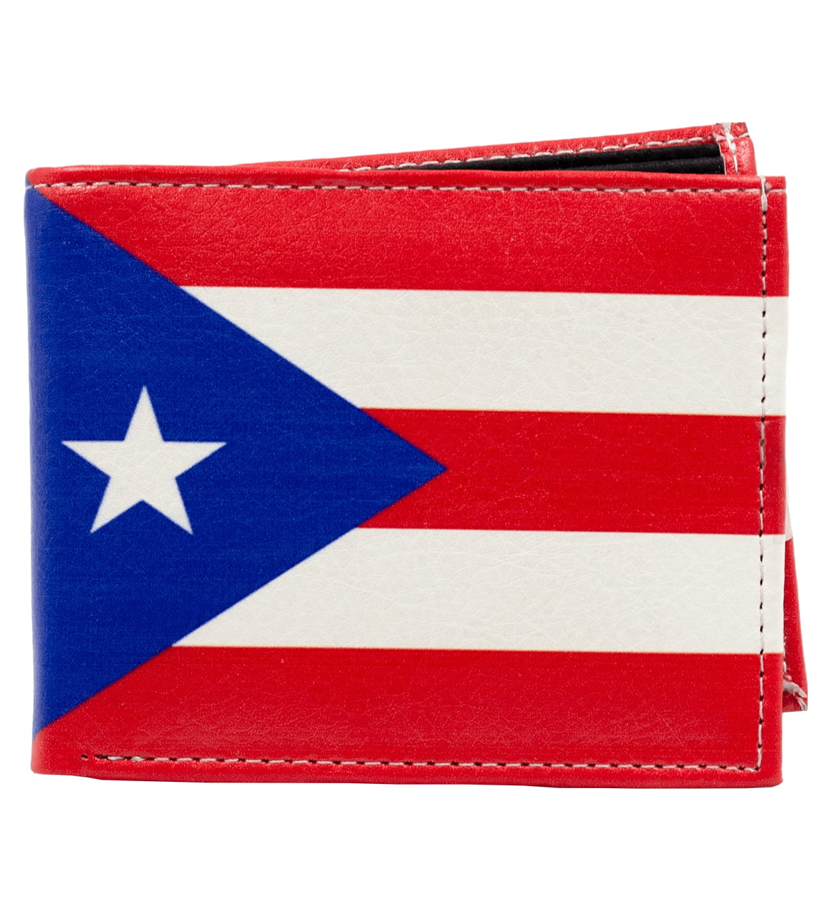 Men Bifold Leather Wallets, Puerto Rico Flag Printed Wallet with Gift ...