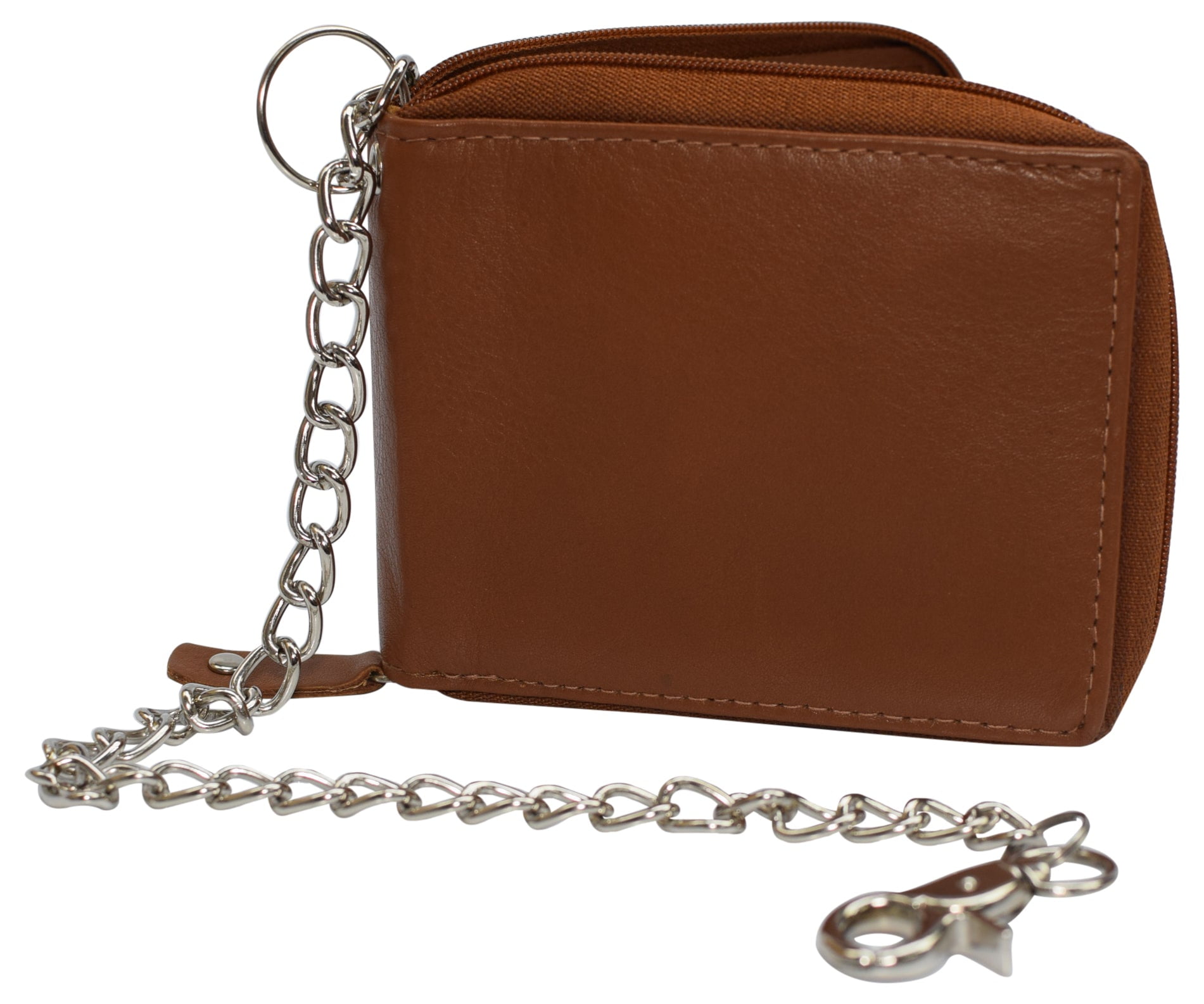 Men Biker Trucker Cow Leather Zip around Bi-fold RFID Chain Wallet ...