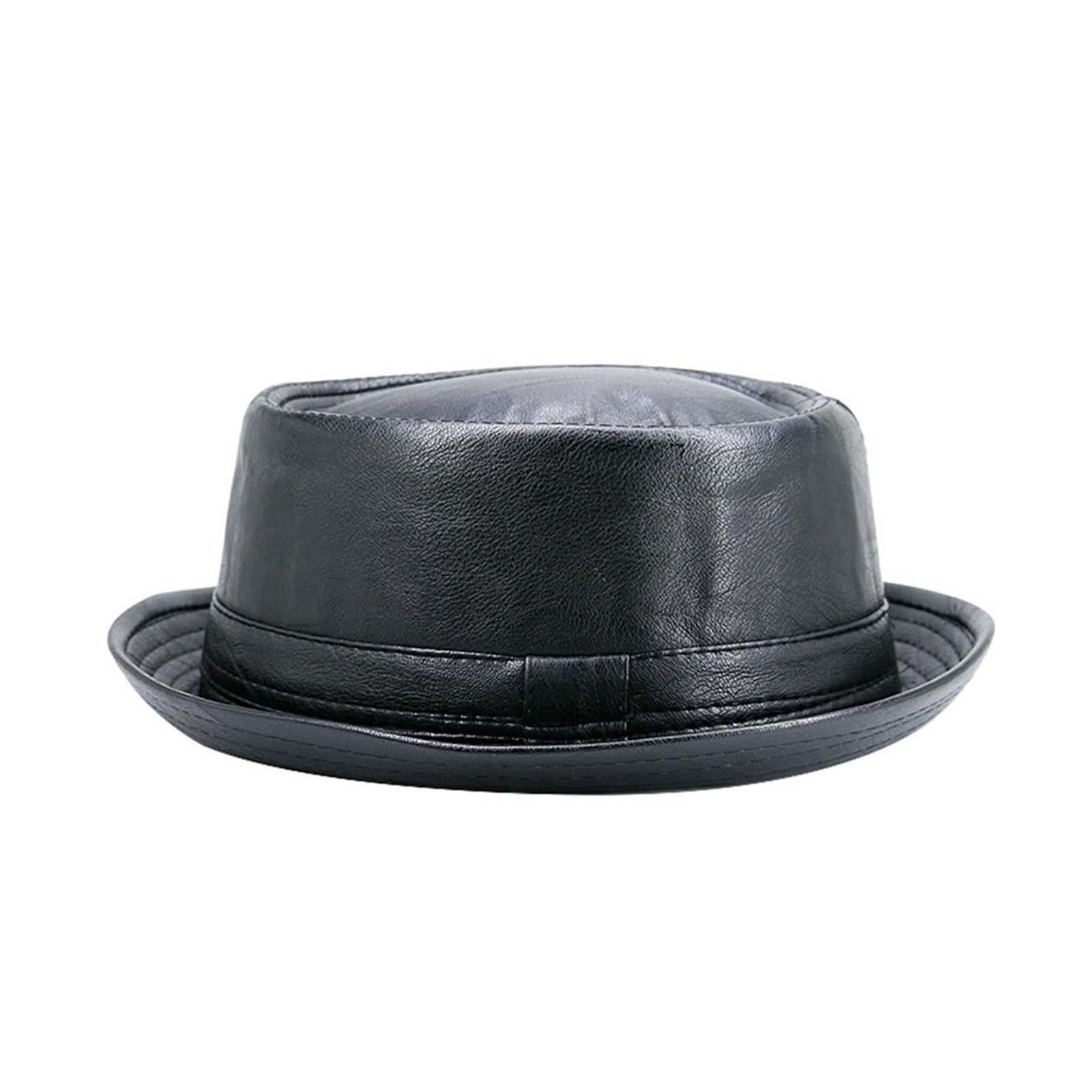 Men Black Leather Trilby Hat Male Fedora Cap Retro Women Autumn Brand ...