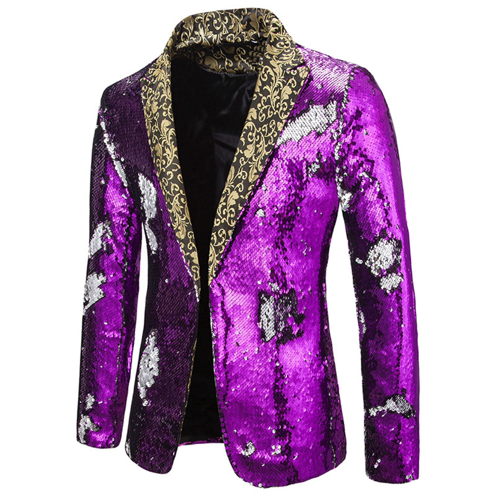 Men Blazer Shiny Sequin Shawl Collar suit Men Wedding Groom Singer Prom ...