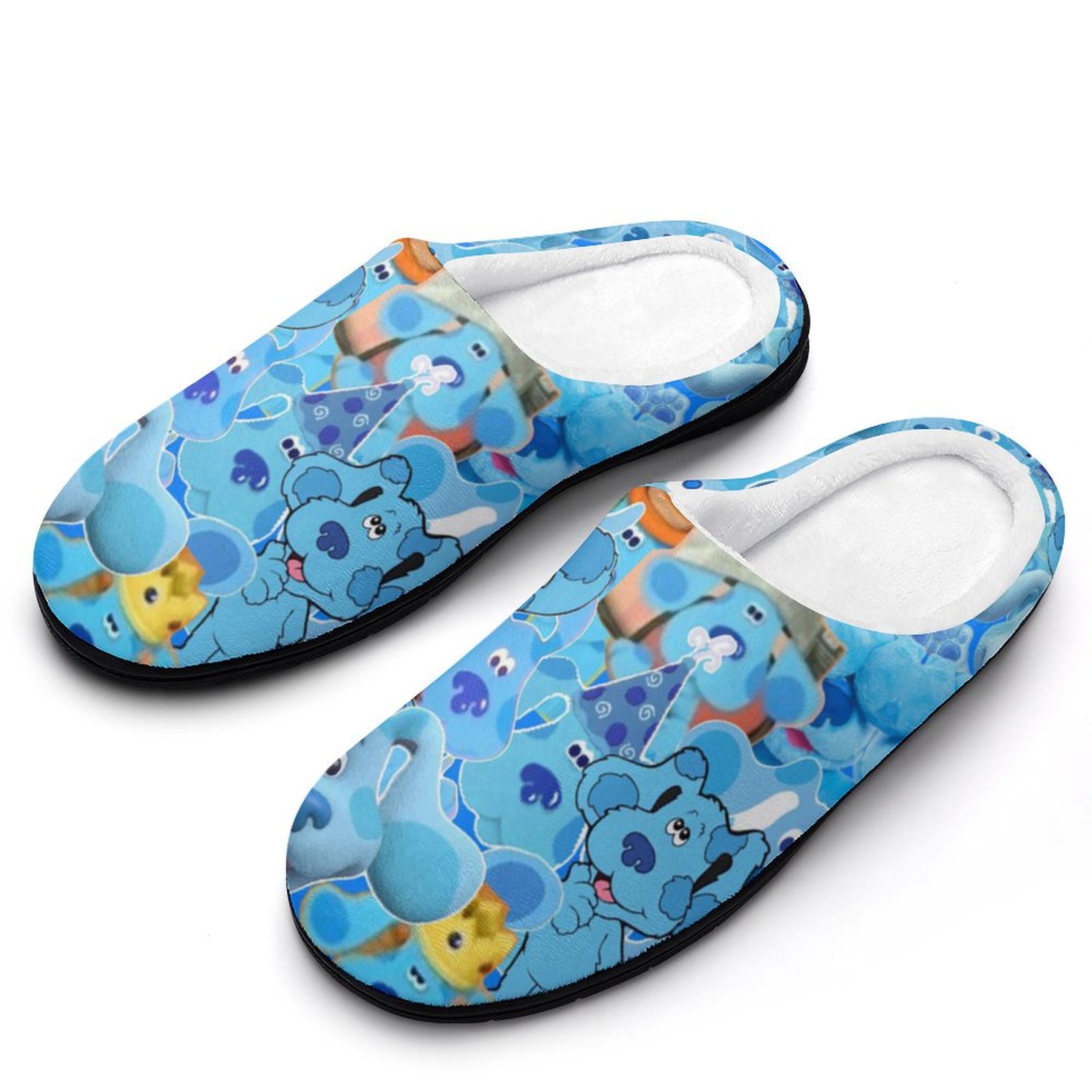 Men Blue'S Clues Slippers Non-Slip Fuzzy House Slippers Warm Soft Plush ...