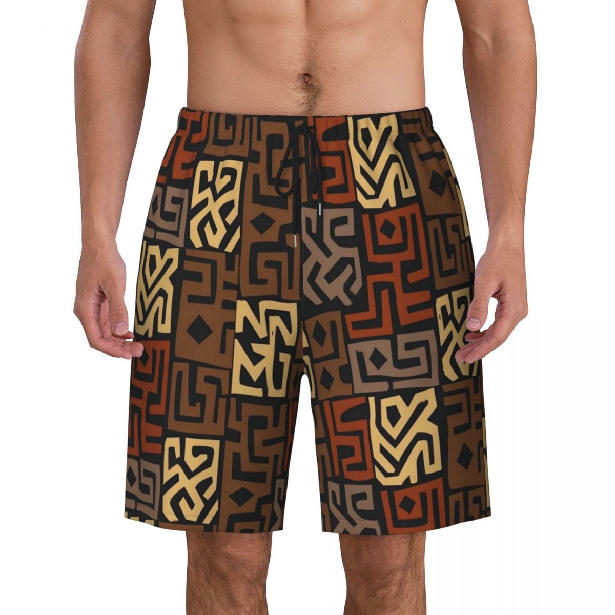 Men Board Shorts African Ethnic Print Hawaii Beach Trunks Tribal Kente ...