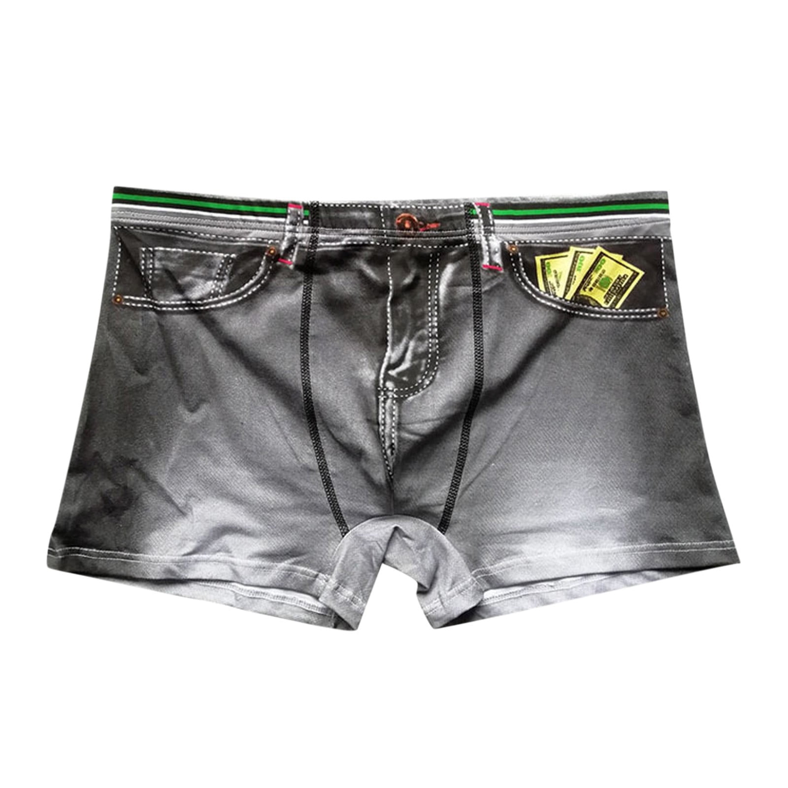 Men Boxer Briefs Jean Stretch Denim Print Cotton Underwear Breathable ...