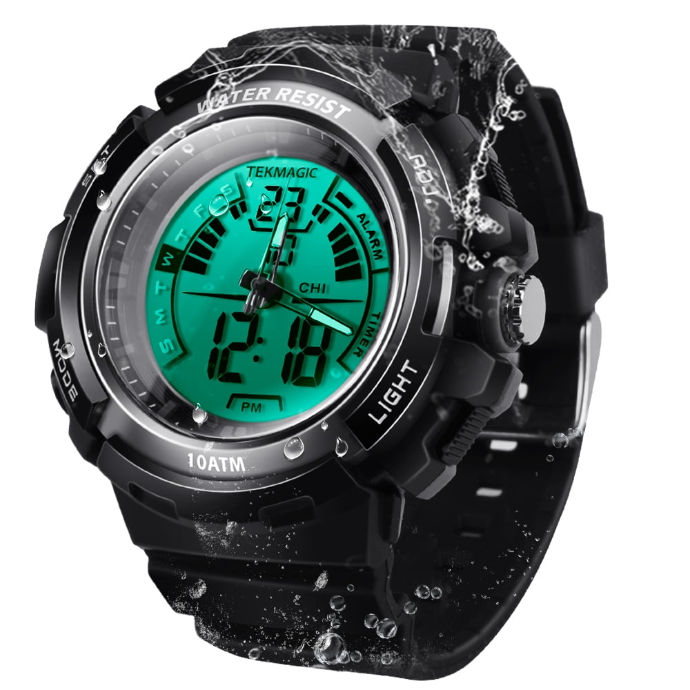 Men Boys Sports Diving Watch 100m Underwater 10 ATM Waterproof Swimming ...