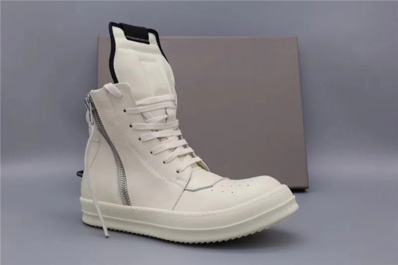 Men Brand Casual Shoes High-TOP Ankle Boots Genuine Leather Zipper ...