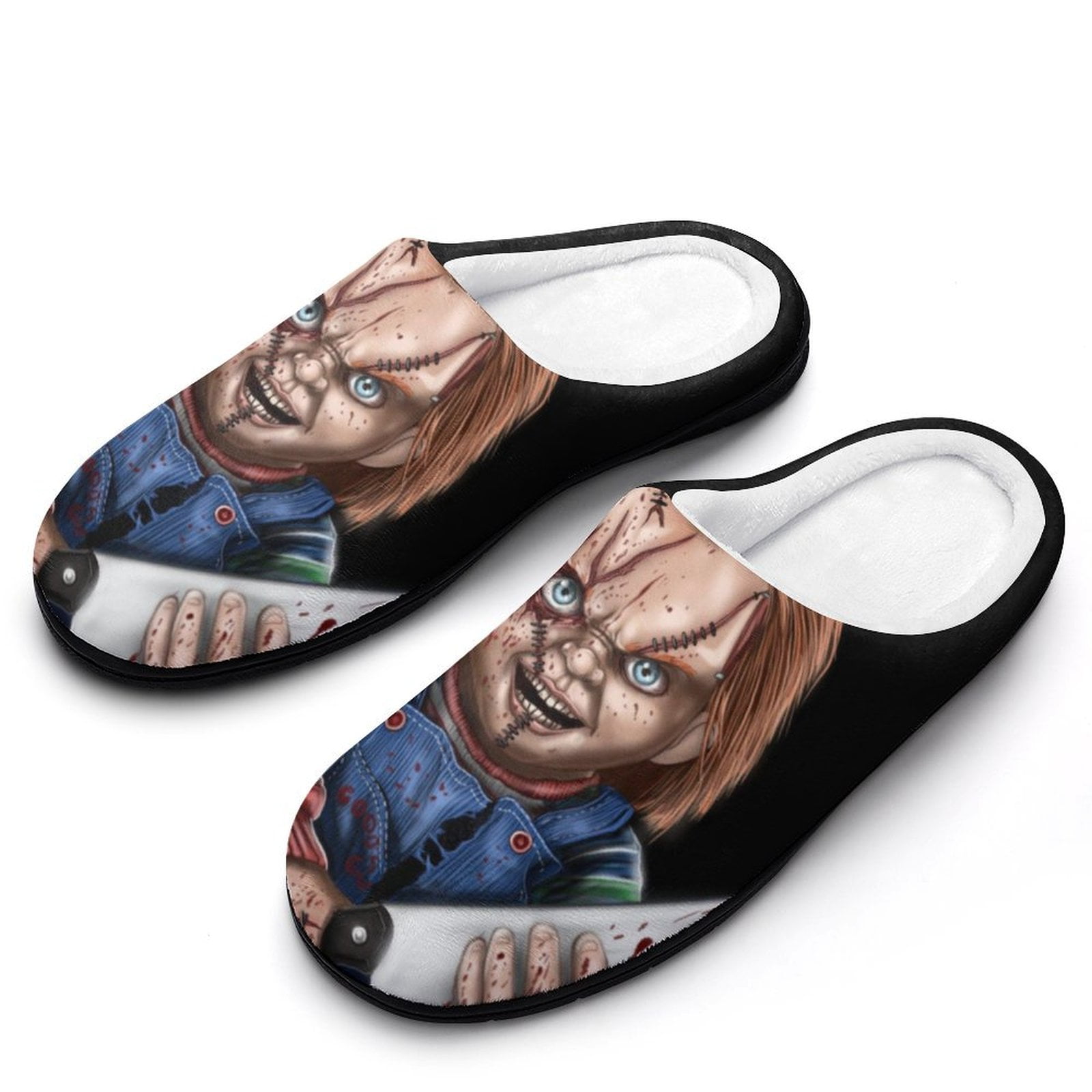 Men Bride Of Chucky Slippers Non-Slip Fuzzy House Slippers Warm Soft ...