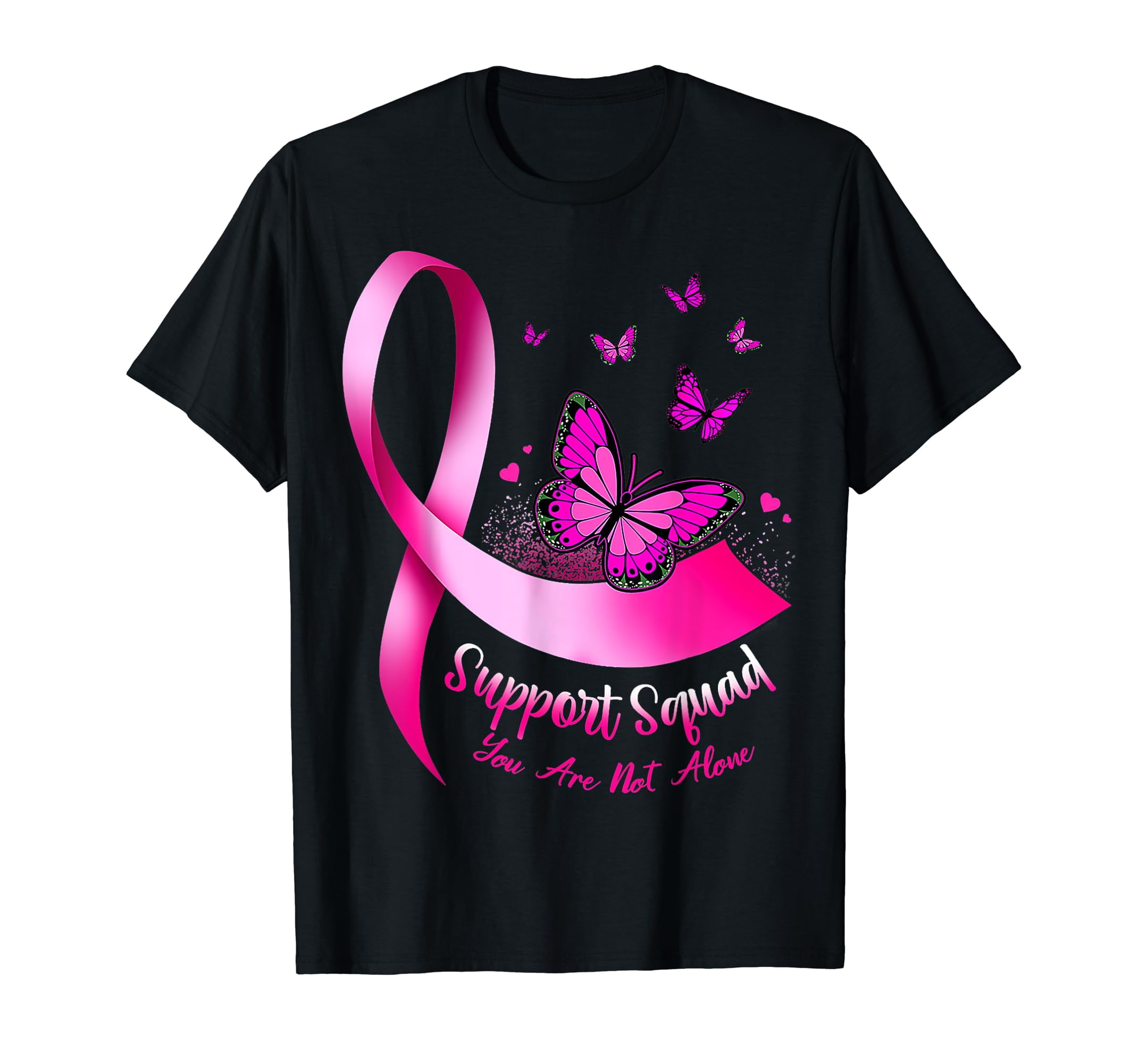 Men Butterfly Support Squad Breast Cancer Warrior Pink T-Shirt ...