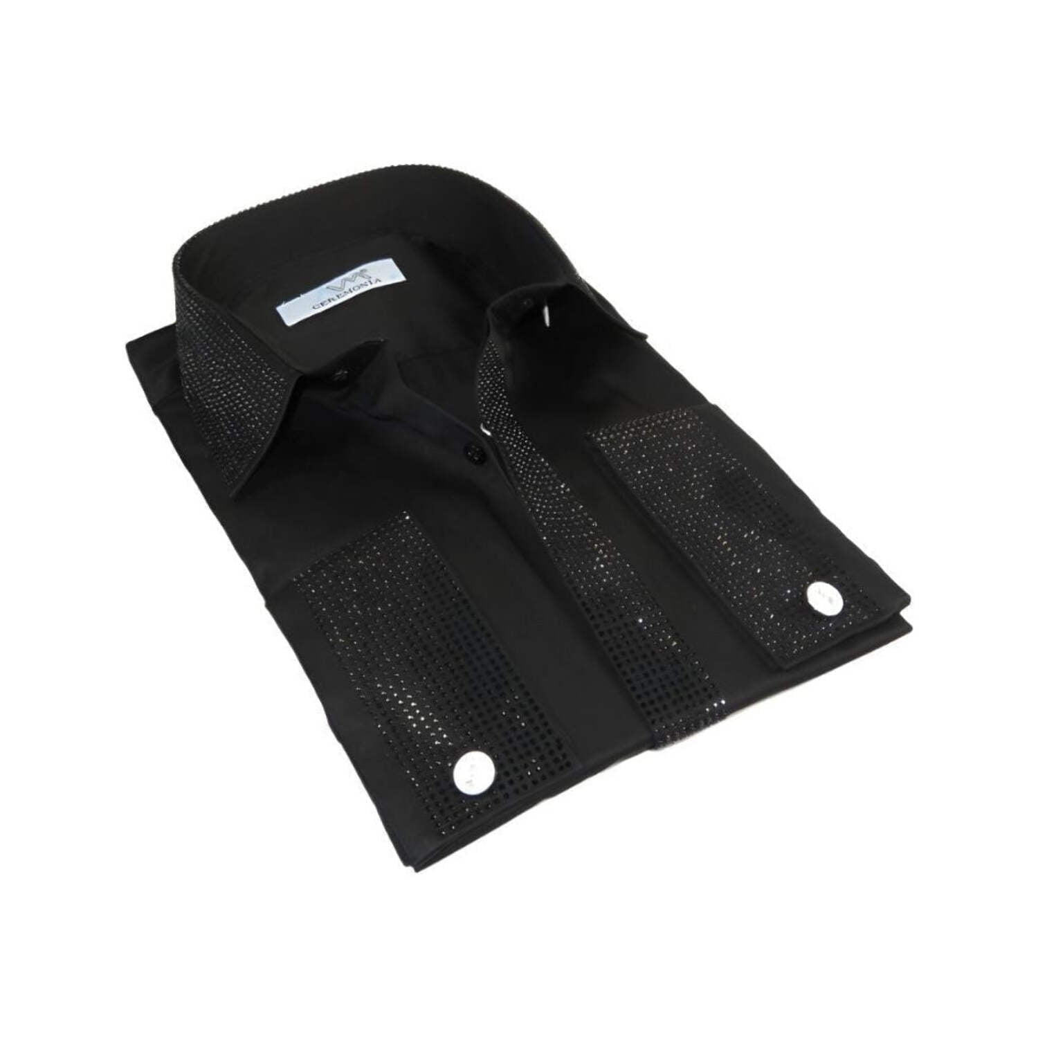 Men CEREMONIA Formal Shirt Rhinestone 100% Cotton Turkey #stn 15 tsb ...