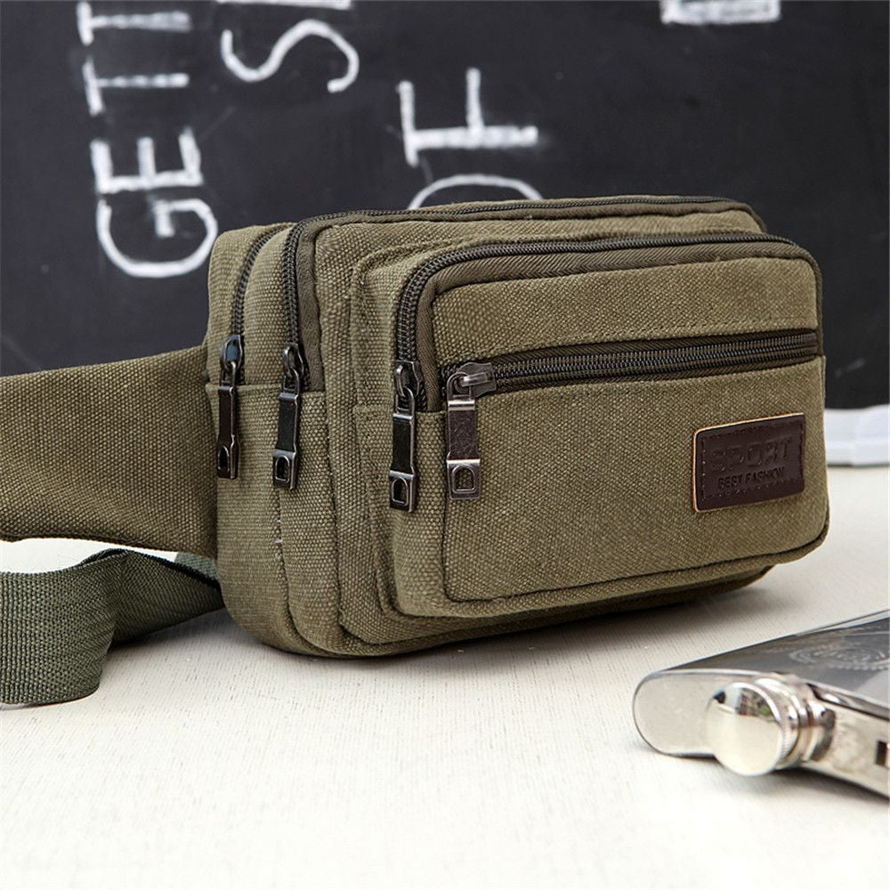 Men Canvas Travel Belt Shoulder Backpack Fanny Pack Messenger Bag ...