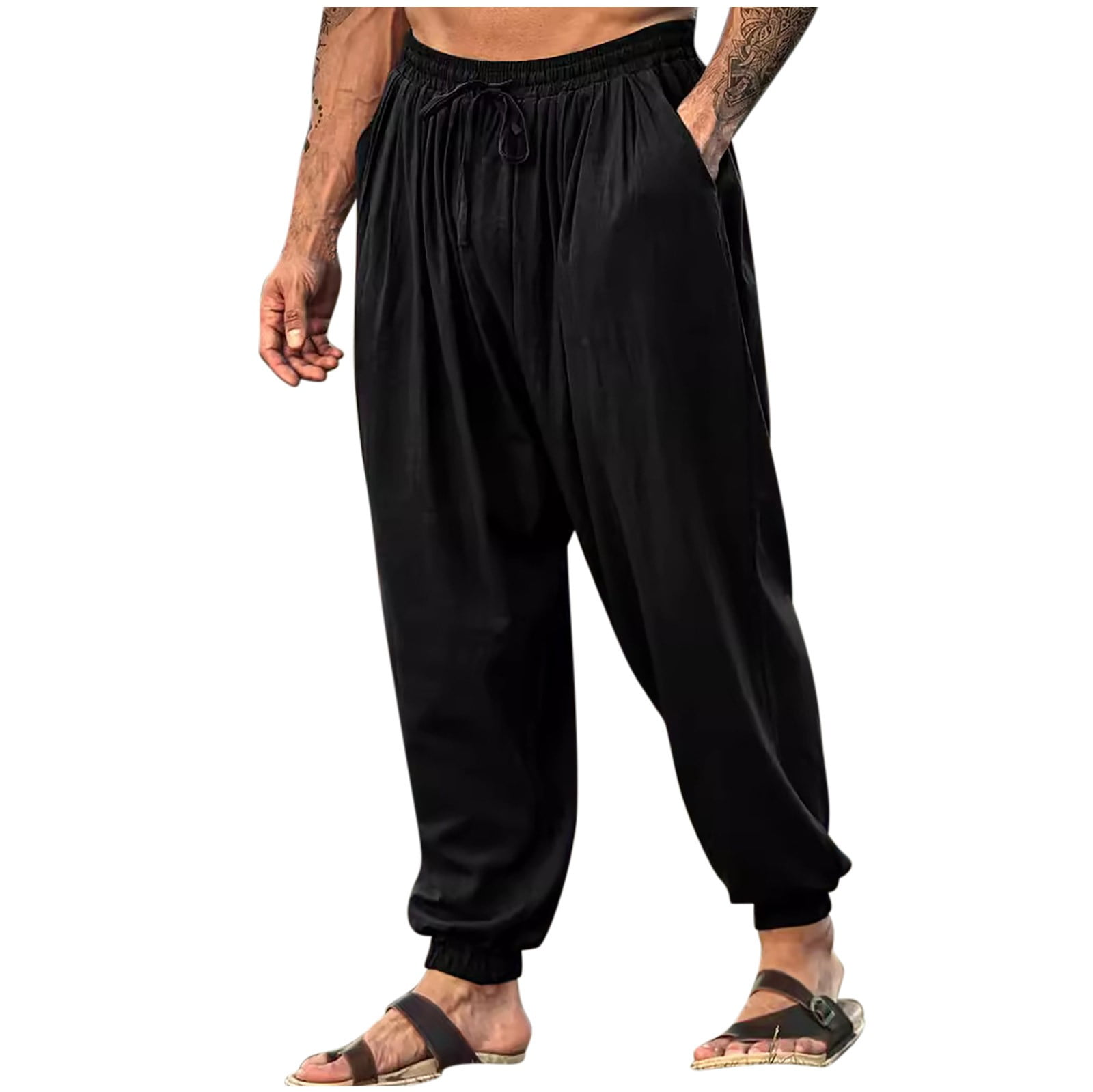 Men Cargos Mens Sweatpants With Pockets Open Bottom Wide Leg Sweats ...
