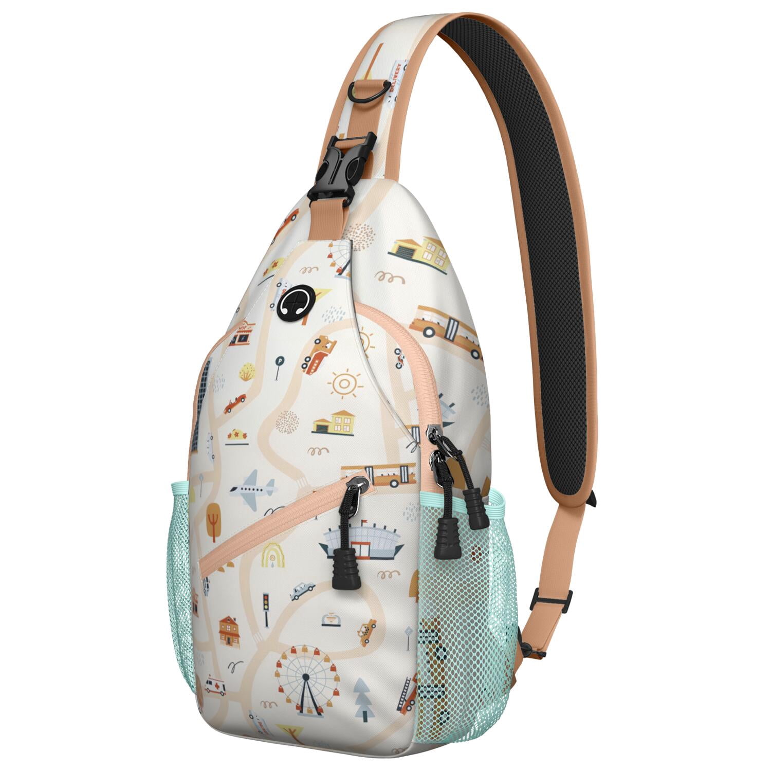 Men' Cartoon Excavator Sling Backpack, Construction Vehicle Theme ...