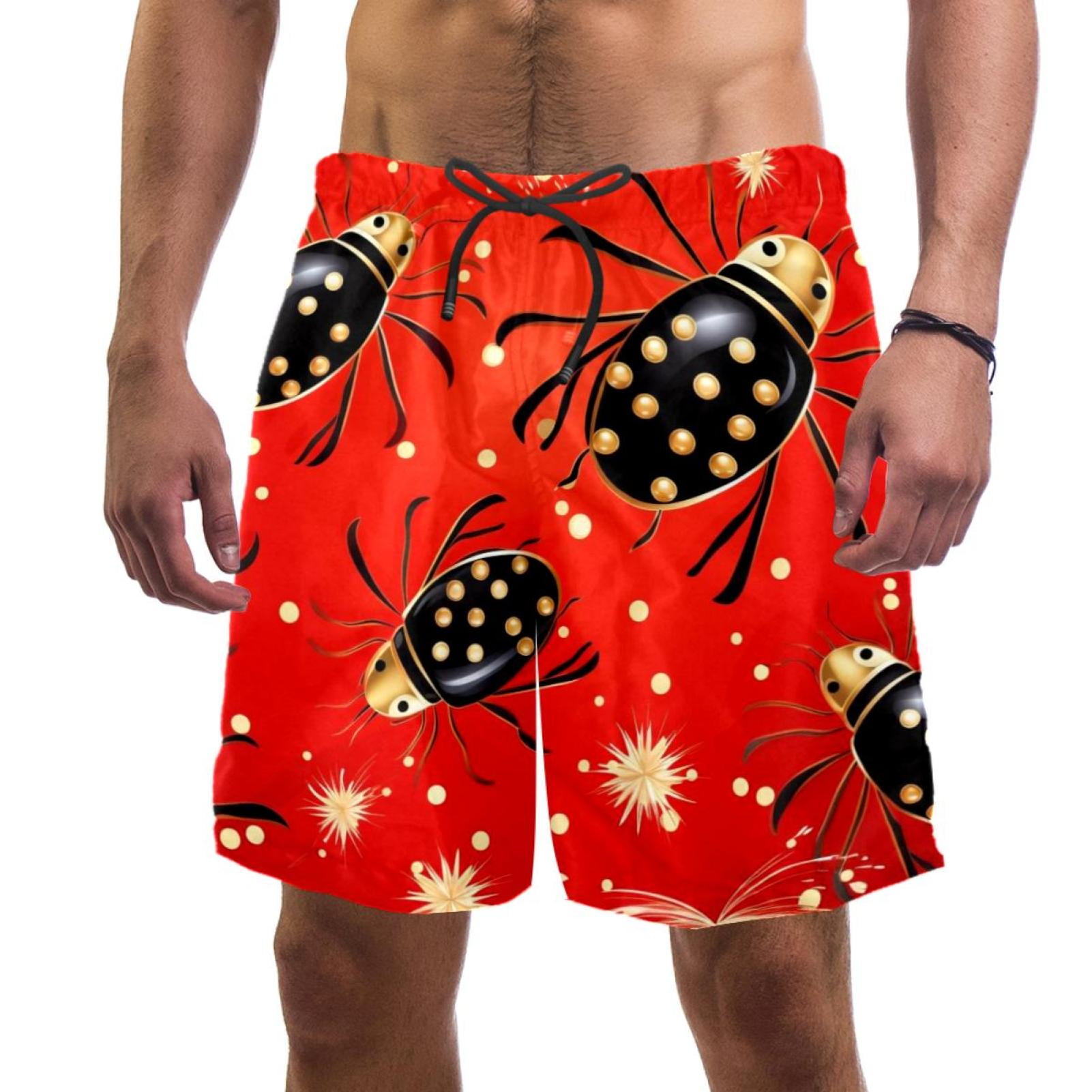 Men Casual Beach Shorts - Lightweight and Breathable, Ladybird Red ...
