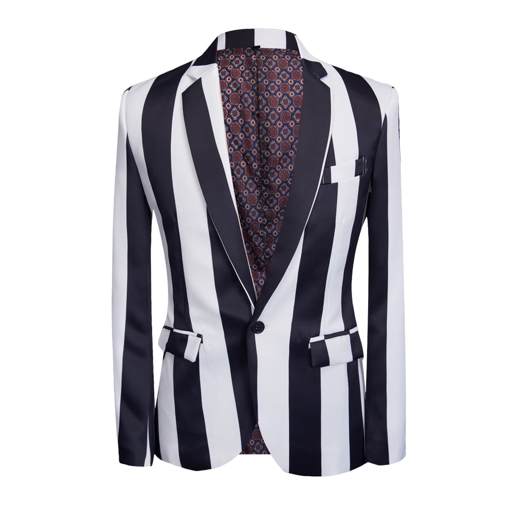 Men Casual Blazer PrintBlack and white stripes Pattern Design Business ...