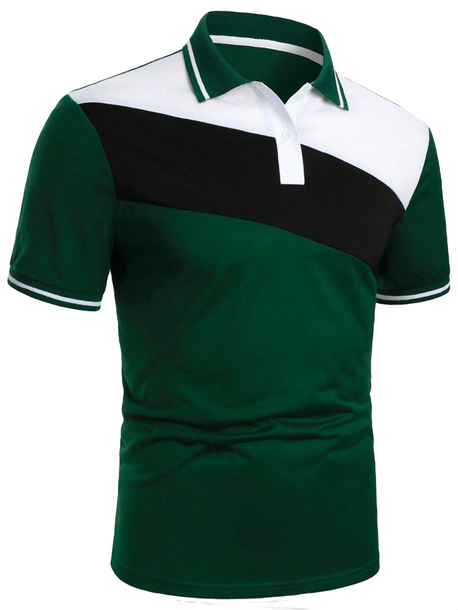 Men Casual Colorblock Polo Short Sleeve Men Polo Shirts L (40 ...