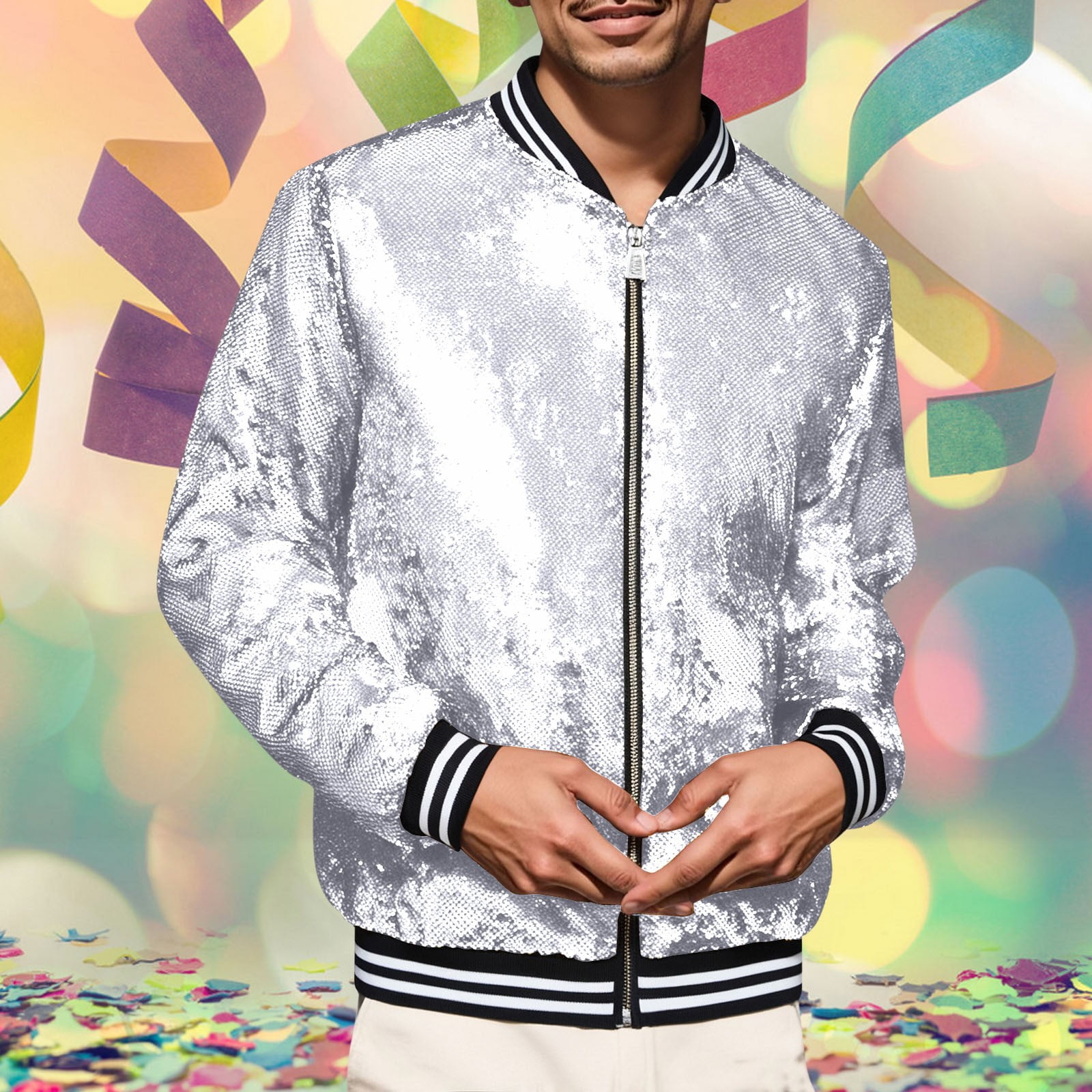 Men Casual Jackets Carnival Clothes For Men Carnival Sequins Striped ...